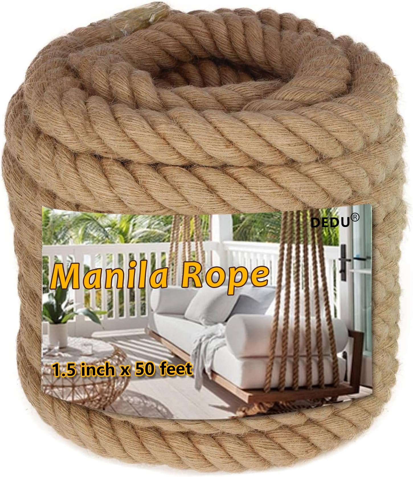 SGT KNOTS Twisted Polypropylene 'UnManila' Rope - Tan, 1.5" x 50ft ...