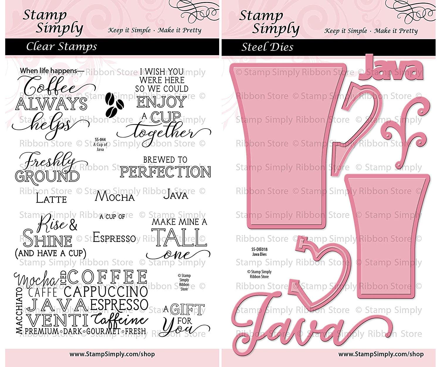 Stamp Simply A Cup of Java Coffee Espresso Latte Mocha and Mug Die (2 ...