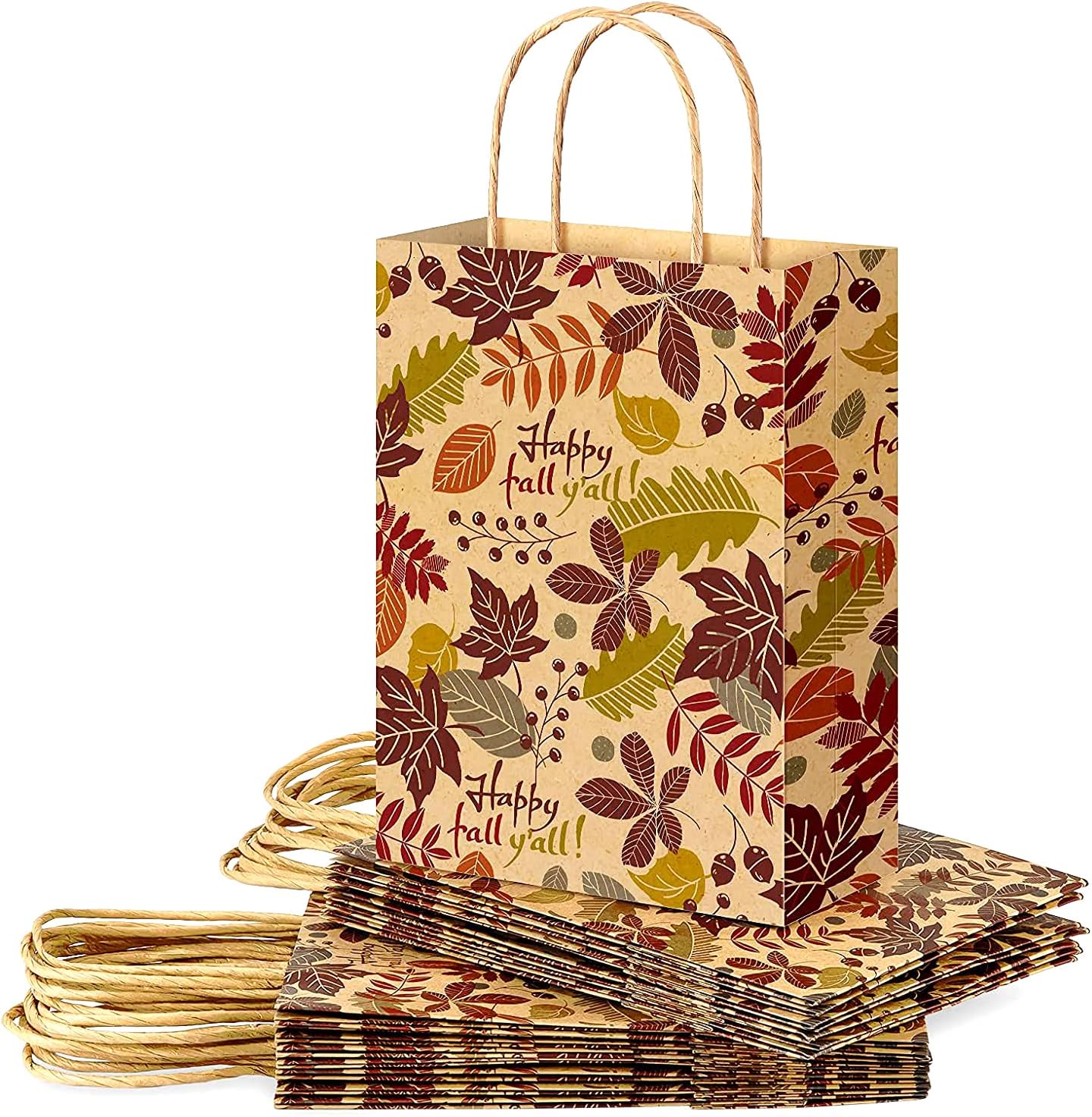 Amazon.com: 16 Pieces Fall Gift Bags - Maple Leaf/Pumpkin/Chestnut ...