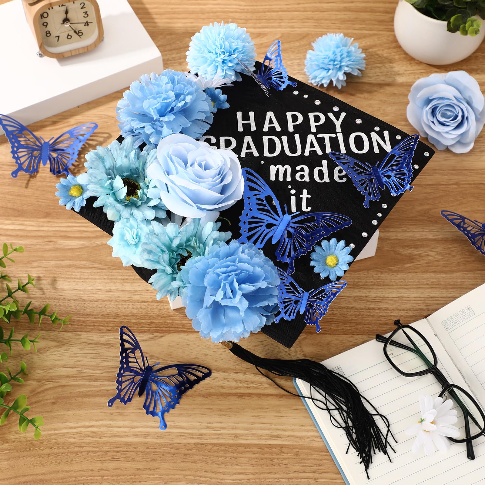 Snapklik.com : 36 Pcs Graduation Cap Decorations Kits 2025 DIY Blue ...