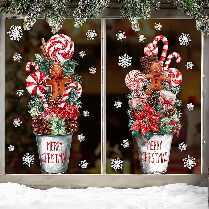 Amazon.com: Pawliss Christmas Window Clings Decorations: 2 Sheets Extra ...