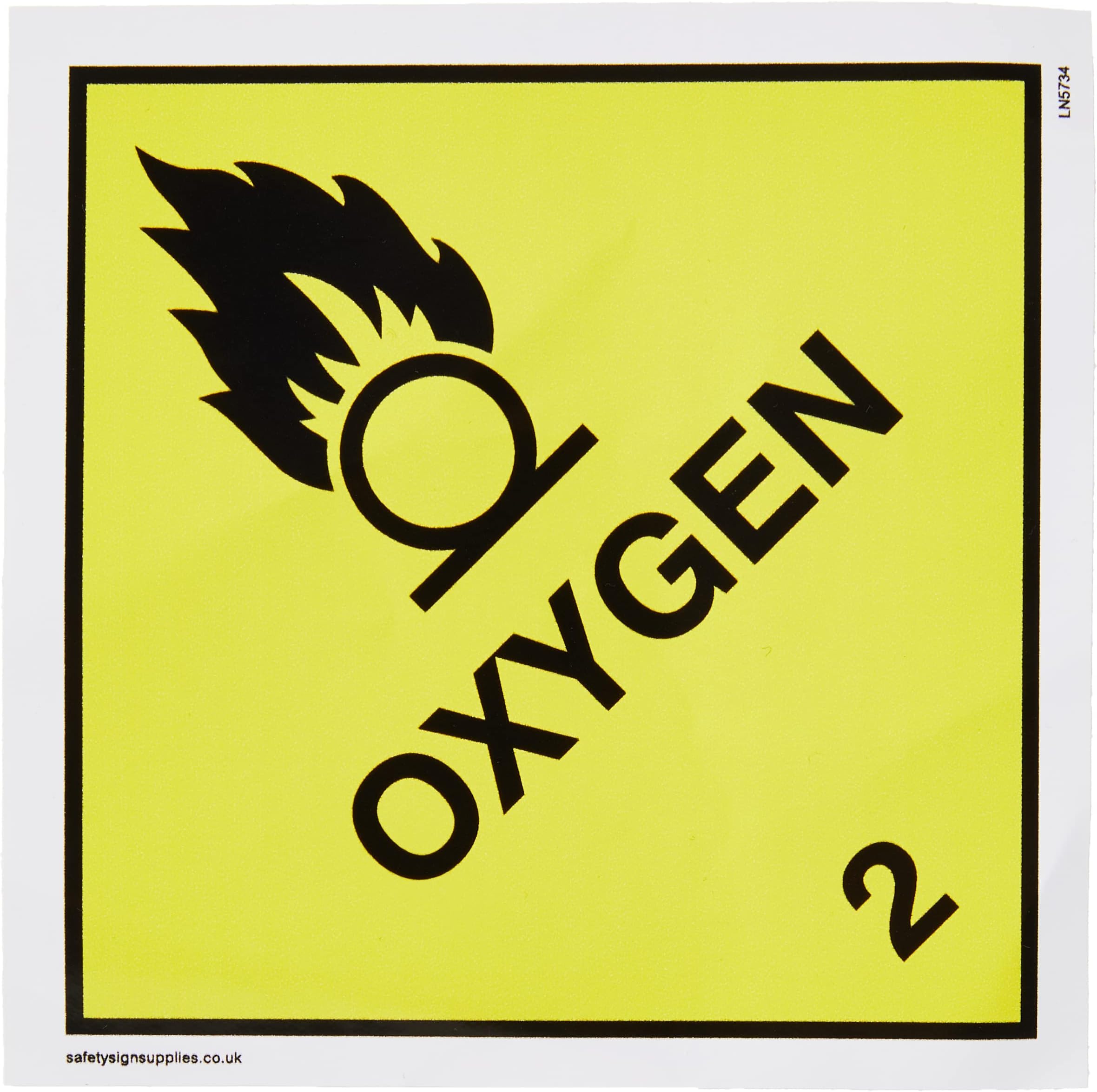 Caution oxygen in use Safety sign - Self adhesive sticker 200mm x 150mm ...