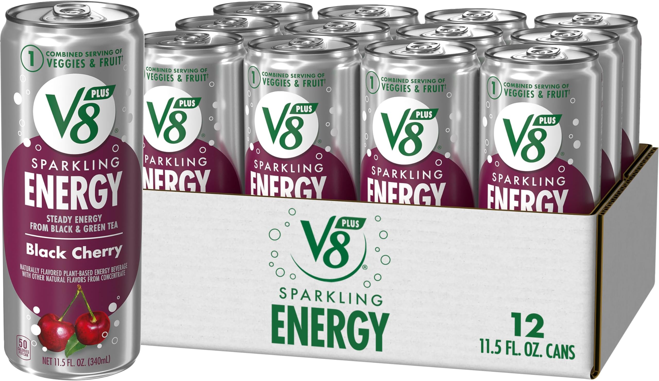 Amazon.com : V8 +ENERGY Wild Berry Flavored Energy Drink, 8 fl oz Can ...