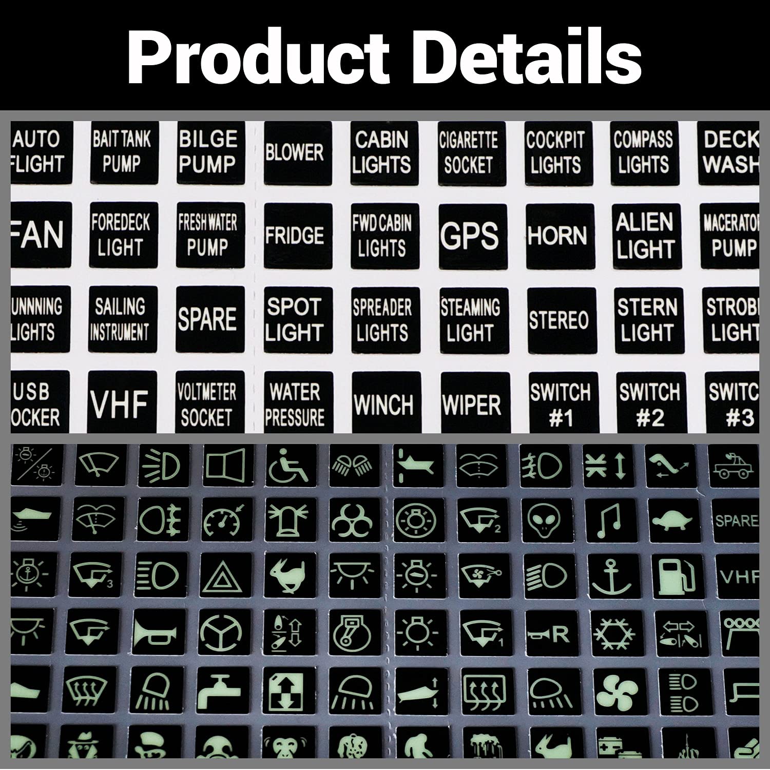 Rocker Switch Panel Labels Graphics