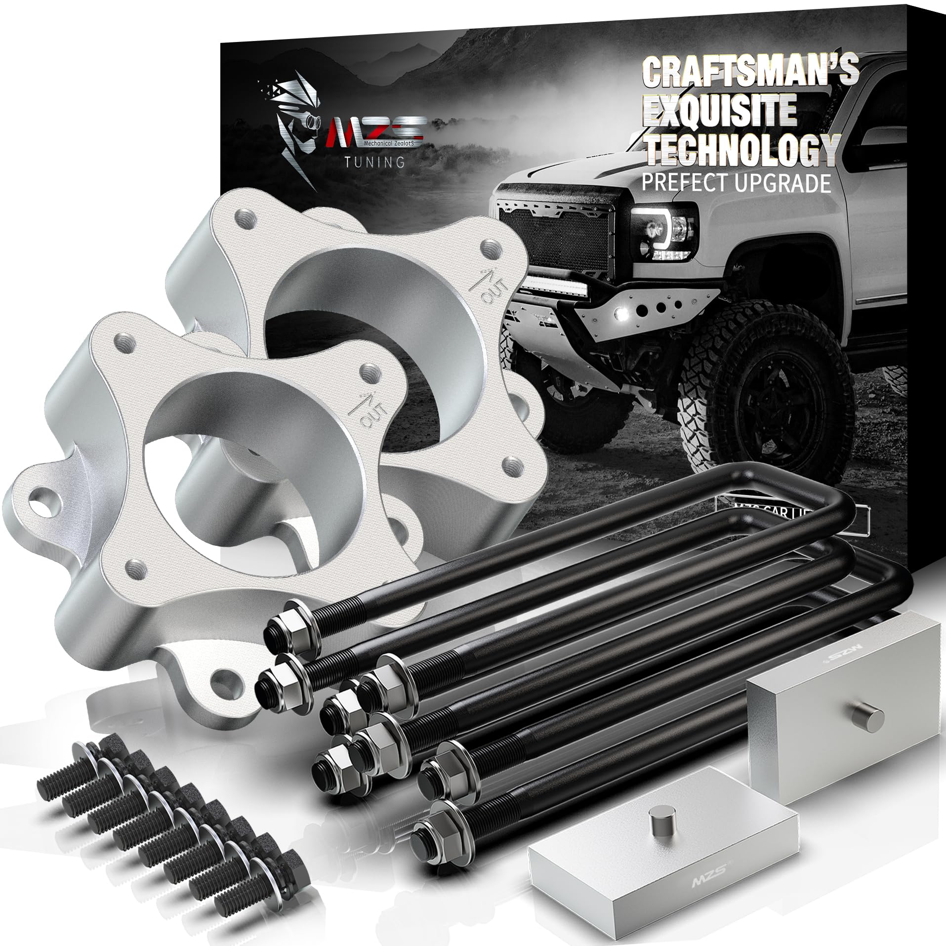 Snapklik.com : MZS Full Leveling Kit 3" Front Strut Spacers + 1" Rear ...