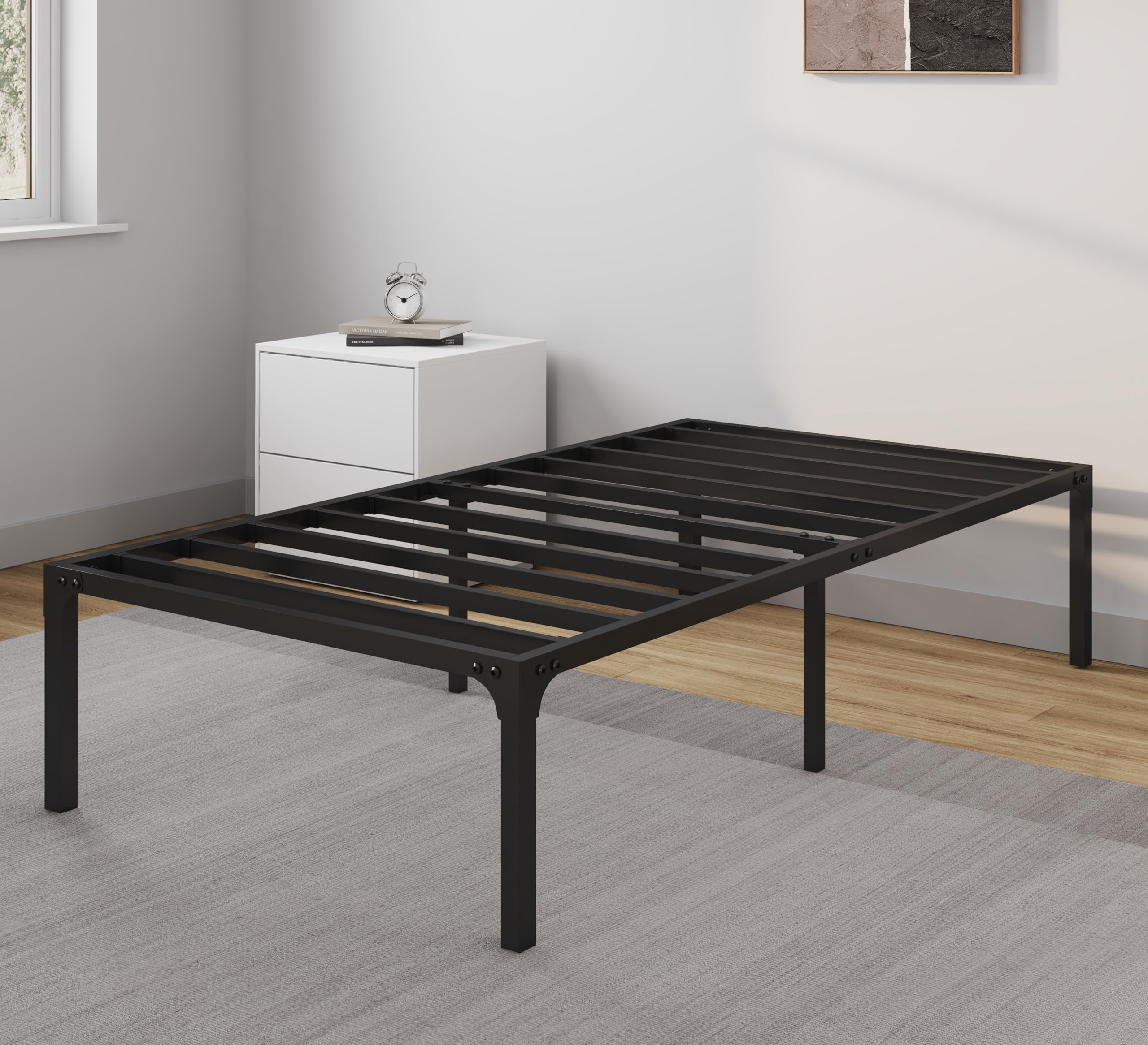 Amazon.com: NapQueen ZETA Heavy Duty New Metal 16-Inch Bed Frame, Easy ...
