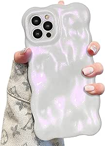 Amazon.com: UEEBAI Ripple Case for iPhone 16 Pro, Cute Silver Cover Wave Shape for iPhone Case ...