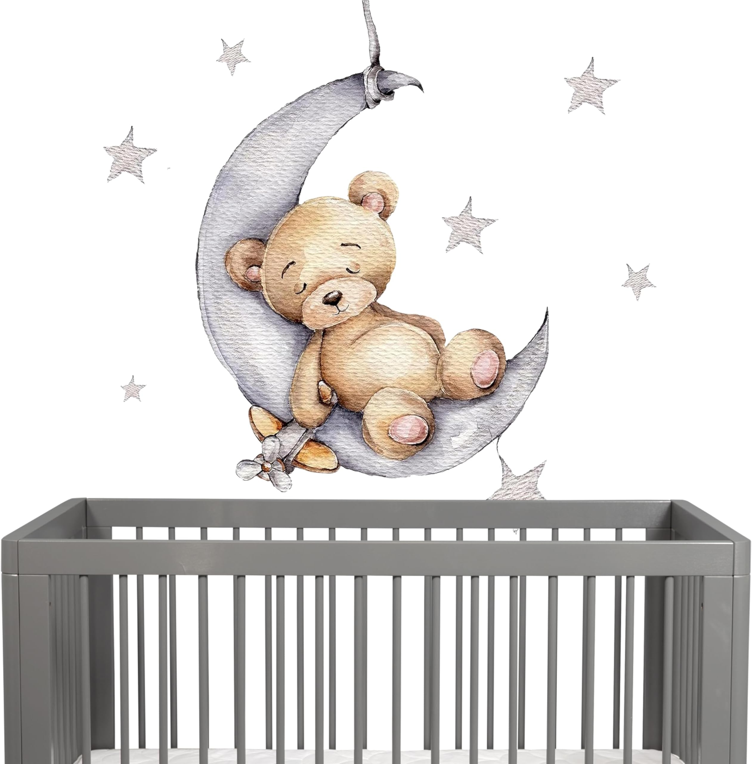 Amazon.com: Teddy Bear with Stars Wall Stickers Vinyl Decal Baby Room ...