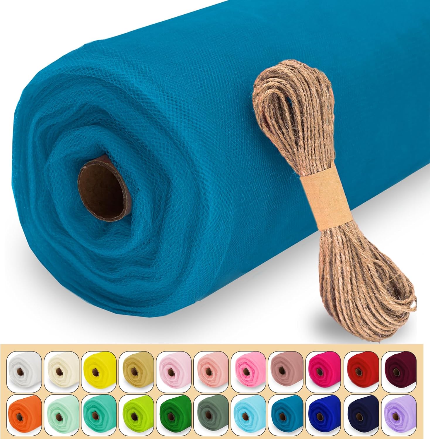 Amazon.com: Luceinvita Turquoise Tulle Fabric Roll, 54" x 40 Yards ...