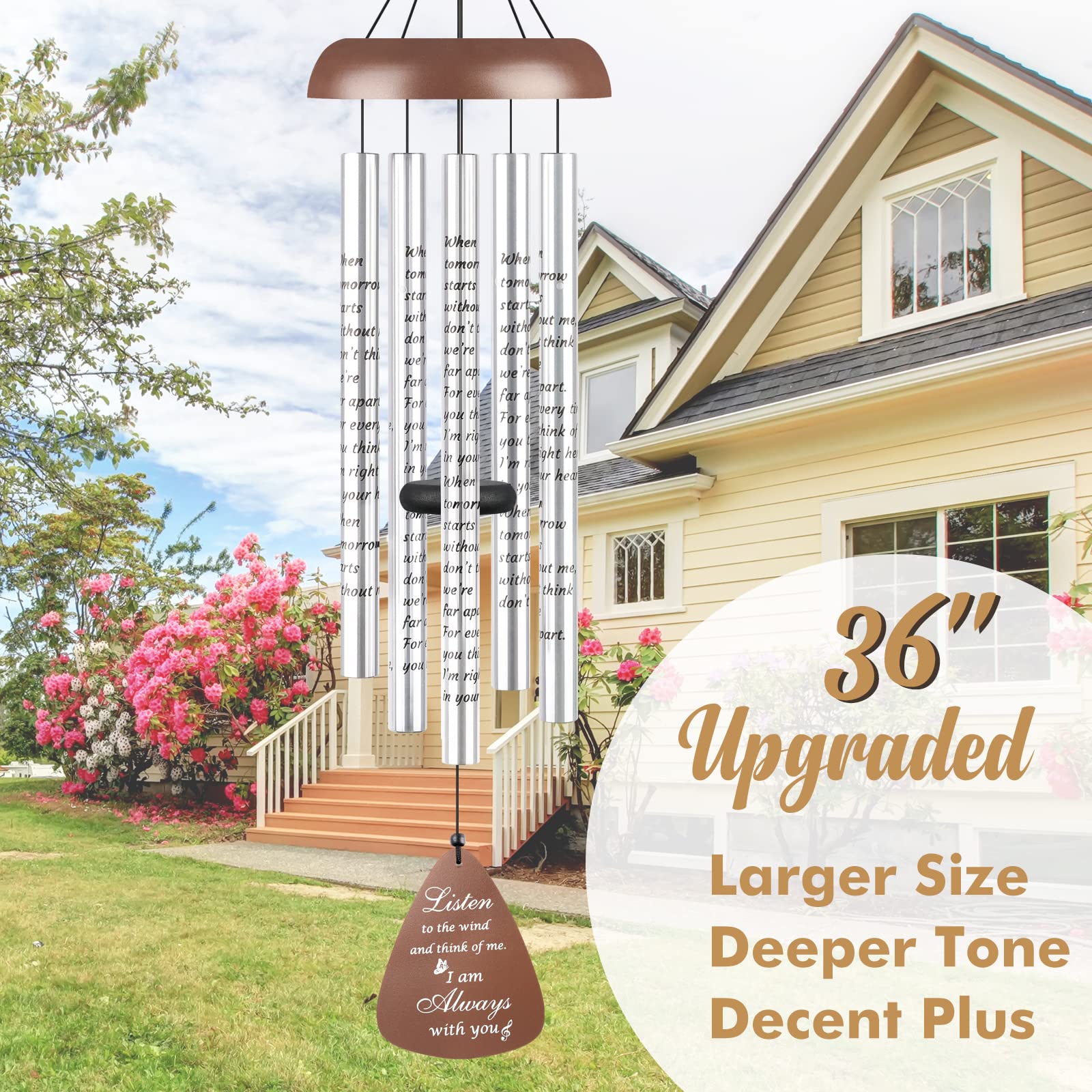 Sympathy Gift Wind Chimes for Outside - 36'' Large Memorial Gifts for ...