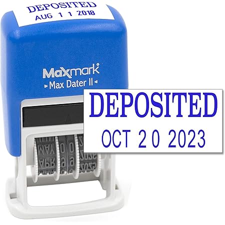 Amazon.com : Heavy Duty Date Stamp with"Deposited" Self Inking Stamp ...