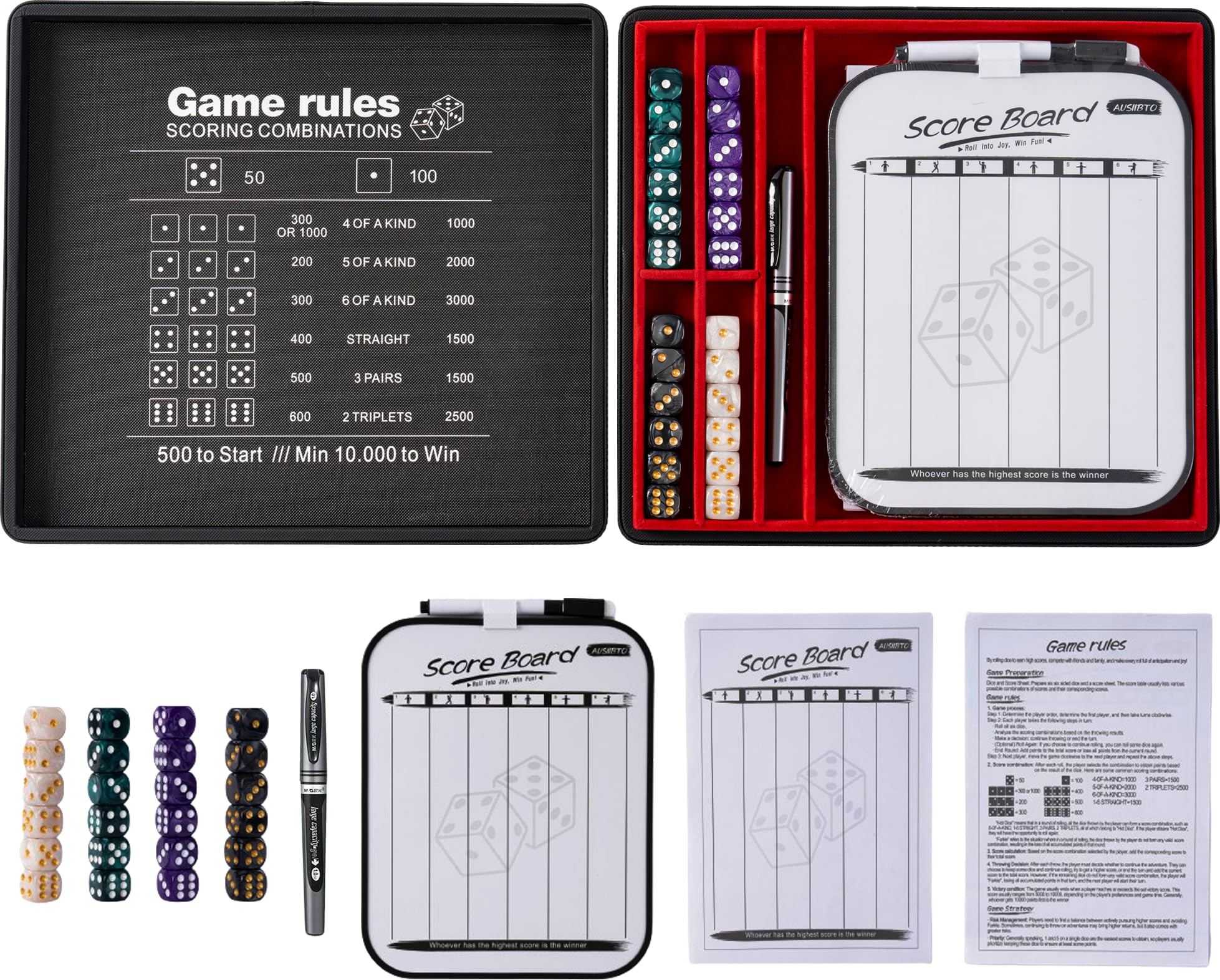 Amazon.com: AUSIIBTO Dice Tray and Storage Case for Farkle Game ...