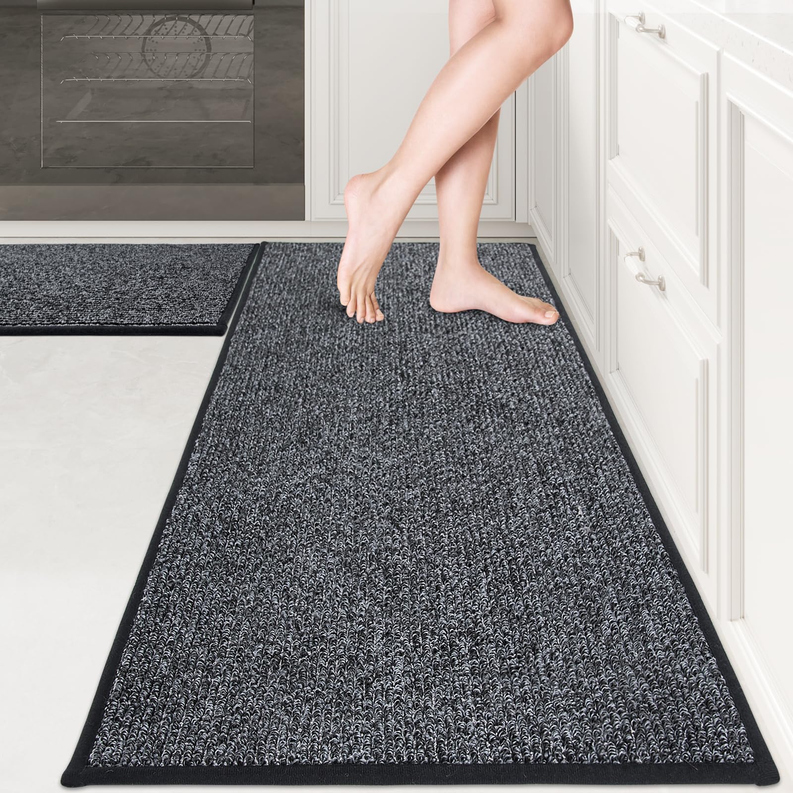 PURRUGS Machine Washable Kitchen Rug Set of 2, Non-Slip/Skid Kitchen ...