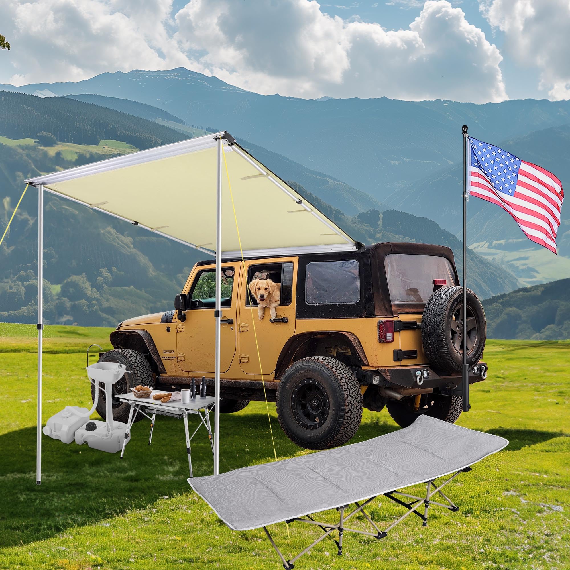 Snapklik.com : Vehicle Awning 66x82 Retractable Car Side Roof Rack ...