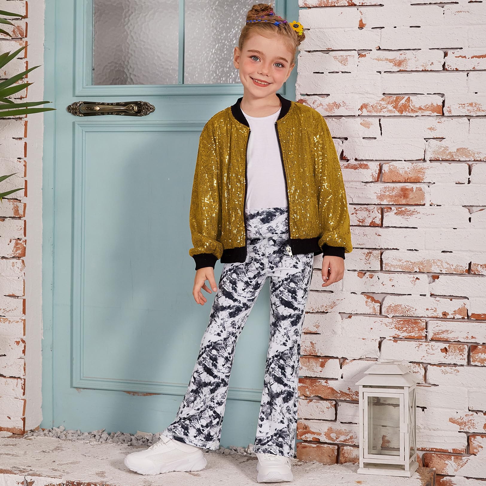 Snapklik.com : Mirawise Girls Sequin Jacket Kids Sparkle Gold Long ...