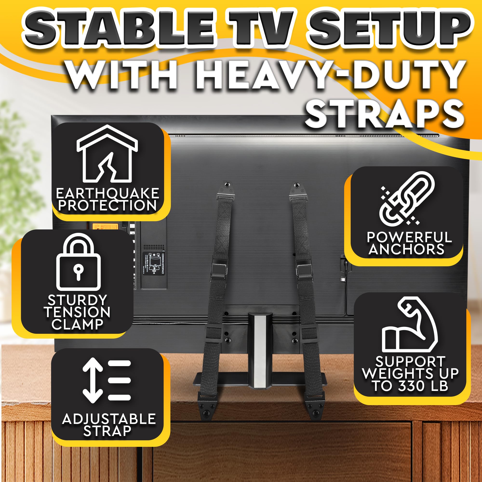 Snapklik.com : TV Safety Straps For Furniture Anchoring - Anti-Tip TV ...