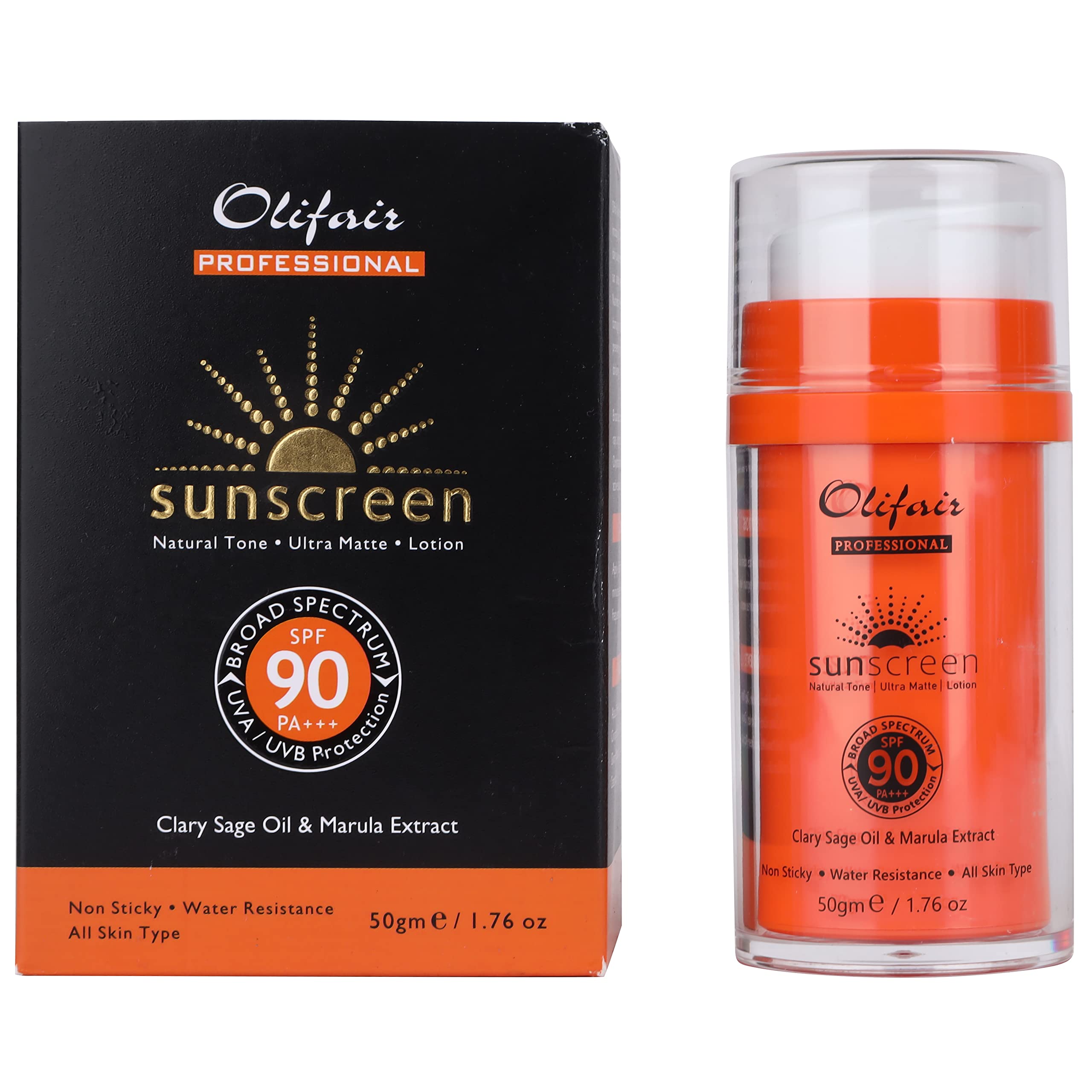 Olifair Ultra Matte Sunscreen Lotion SPF 90++,With Clary Sage Oil,Non ...