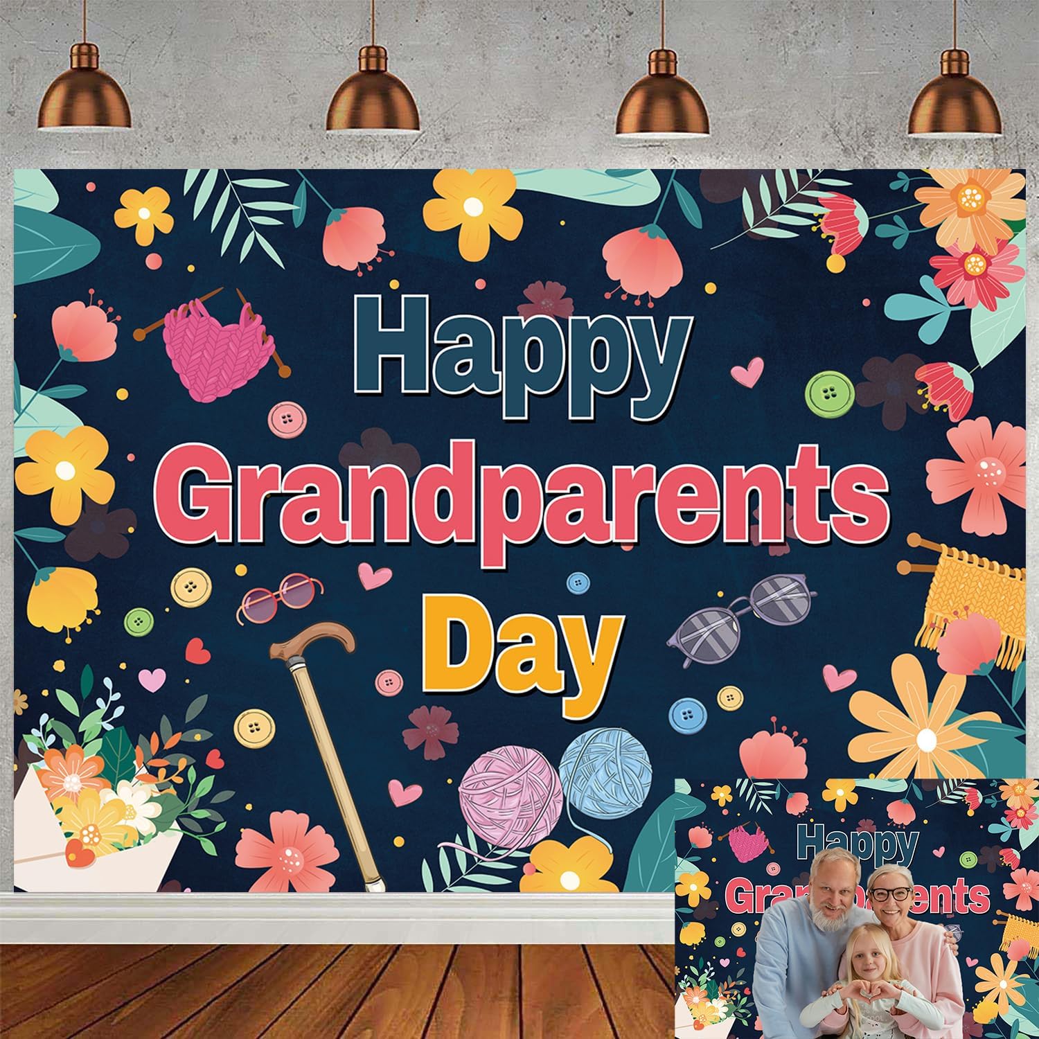 Amazon.com : Happy Grandparents Day Banner 7x5ft Black Love Grandpa ...