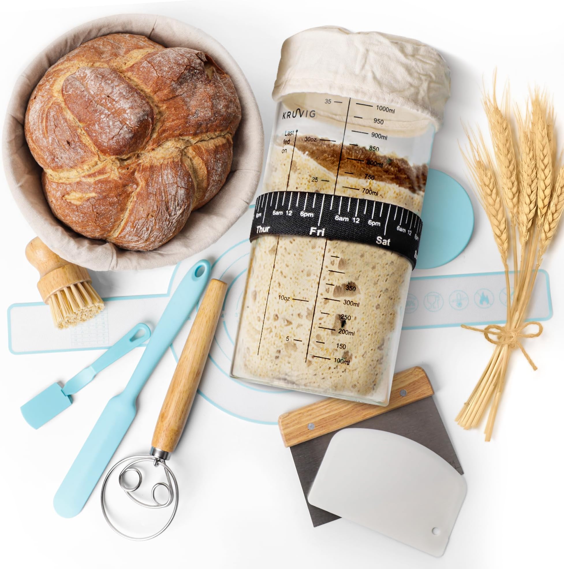 Amazon.com: KRUVIG Sourdough Proofing Basket (Round 9”) & Sour Dough ...