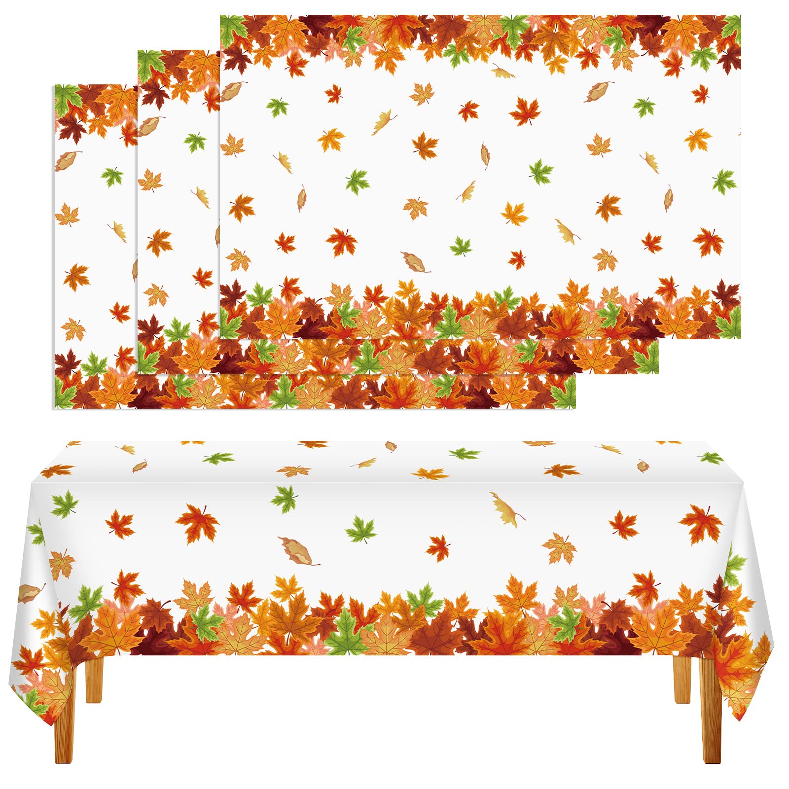 Amazon.com: Unittype 3 Pcs Thanksgiving Fall Leaf Tablecloth Disposable ...