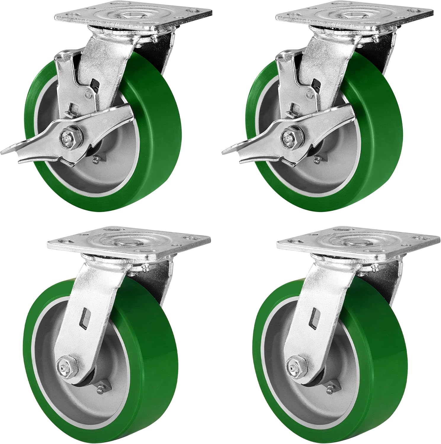 HANDSAMMU 6x2" Heavy Duty Casters -Industrial Casters, Polyurethane on ...