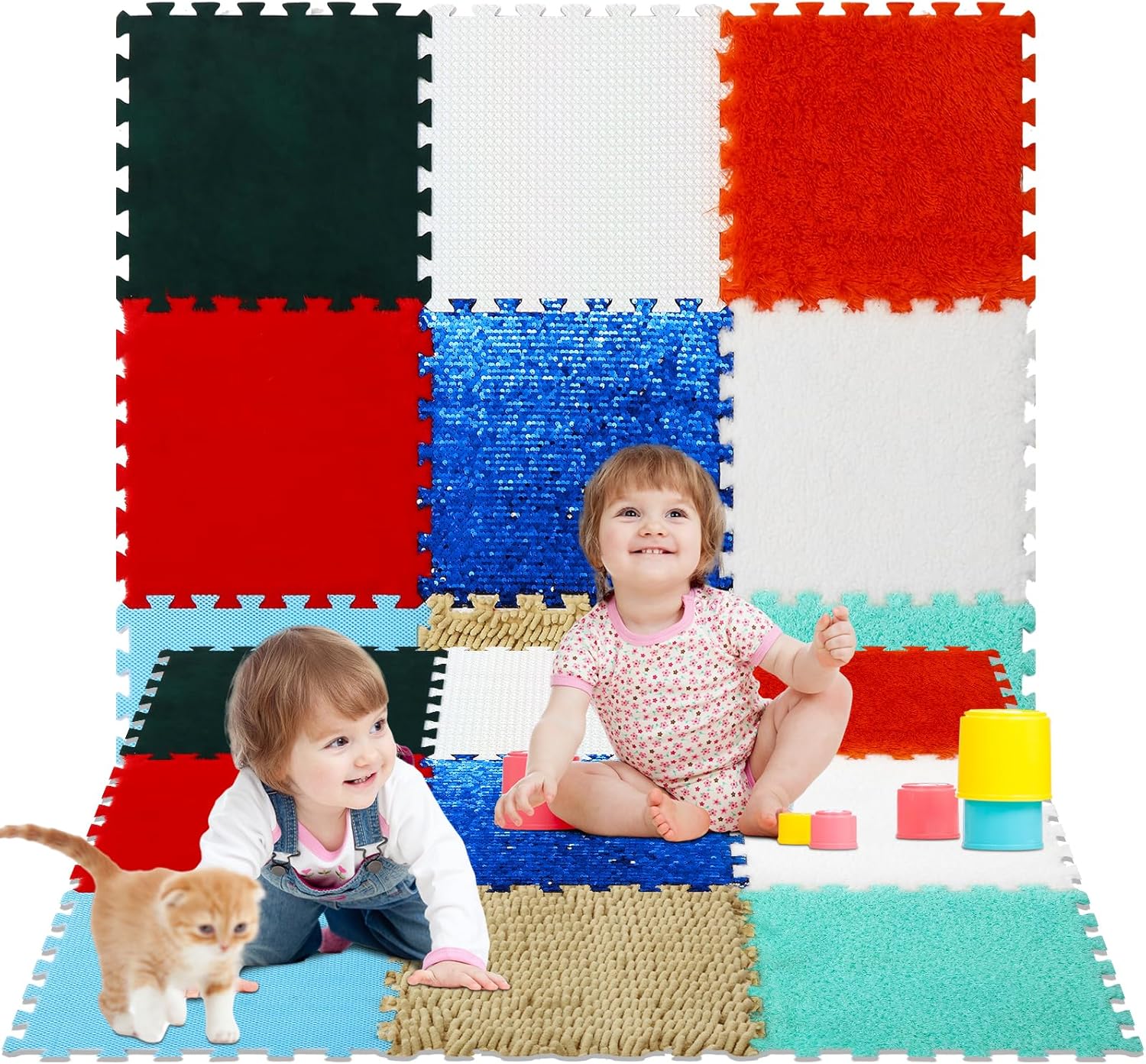 Amazon.com: Shappy 9 Pcs Sensory Floor Tiles for Kids 12 Inch Sensory ...