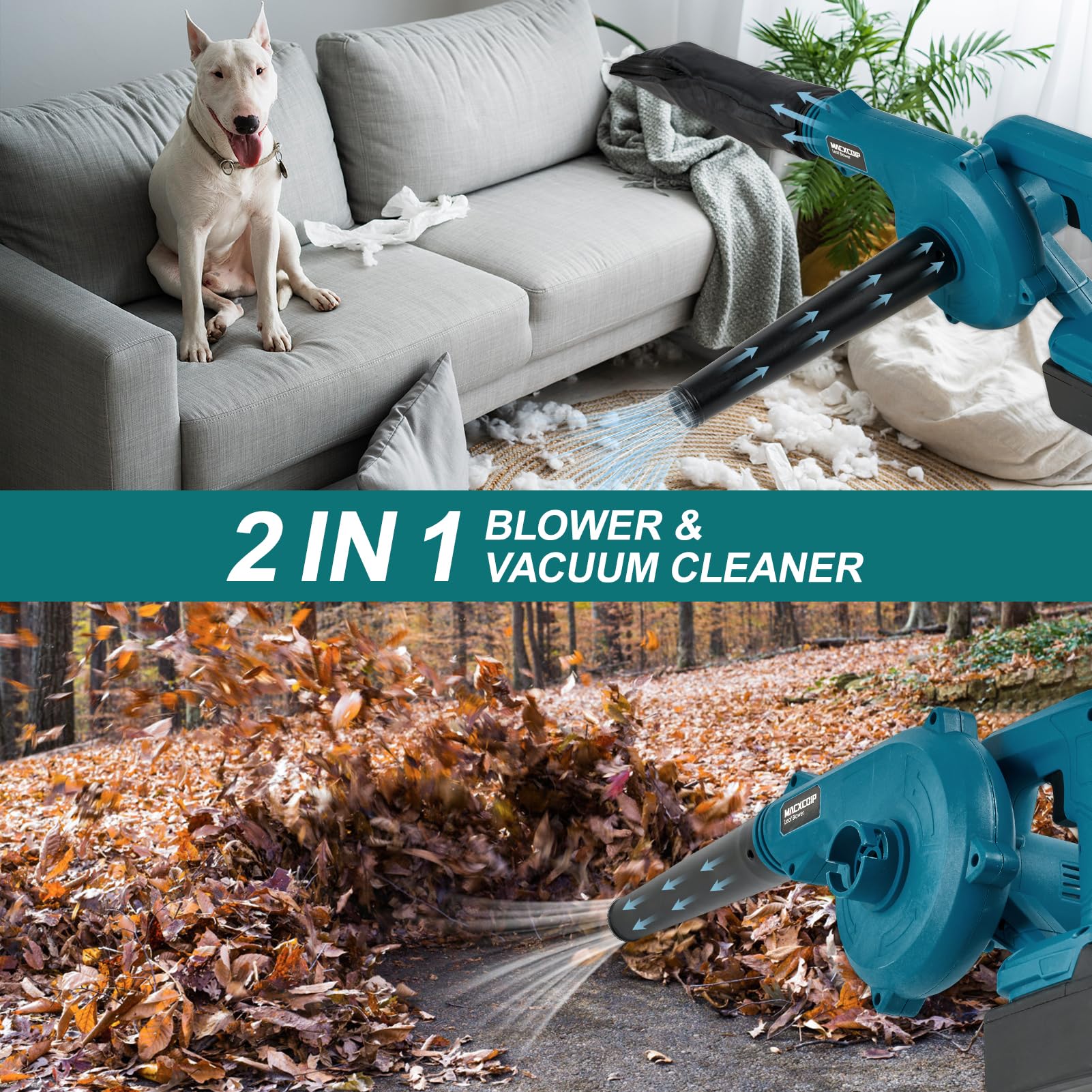 Cordless Leaf Blower, 21V 160CFM 2-in-1 Electrical Handheld Blower ...