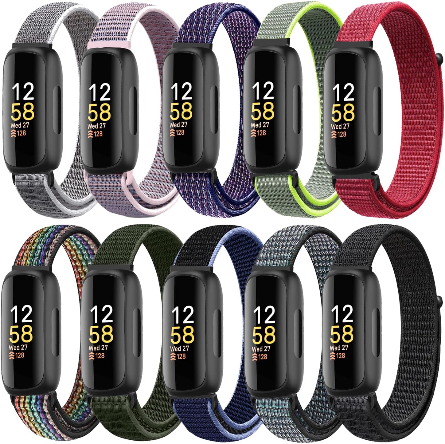 Amazon.com: 10 Packs Nylon Band Compatible with Fitbit Inspire 3 ...