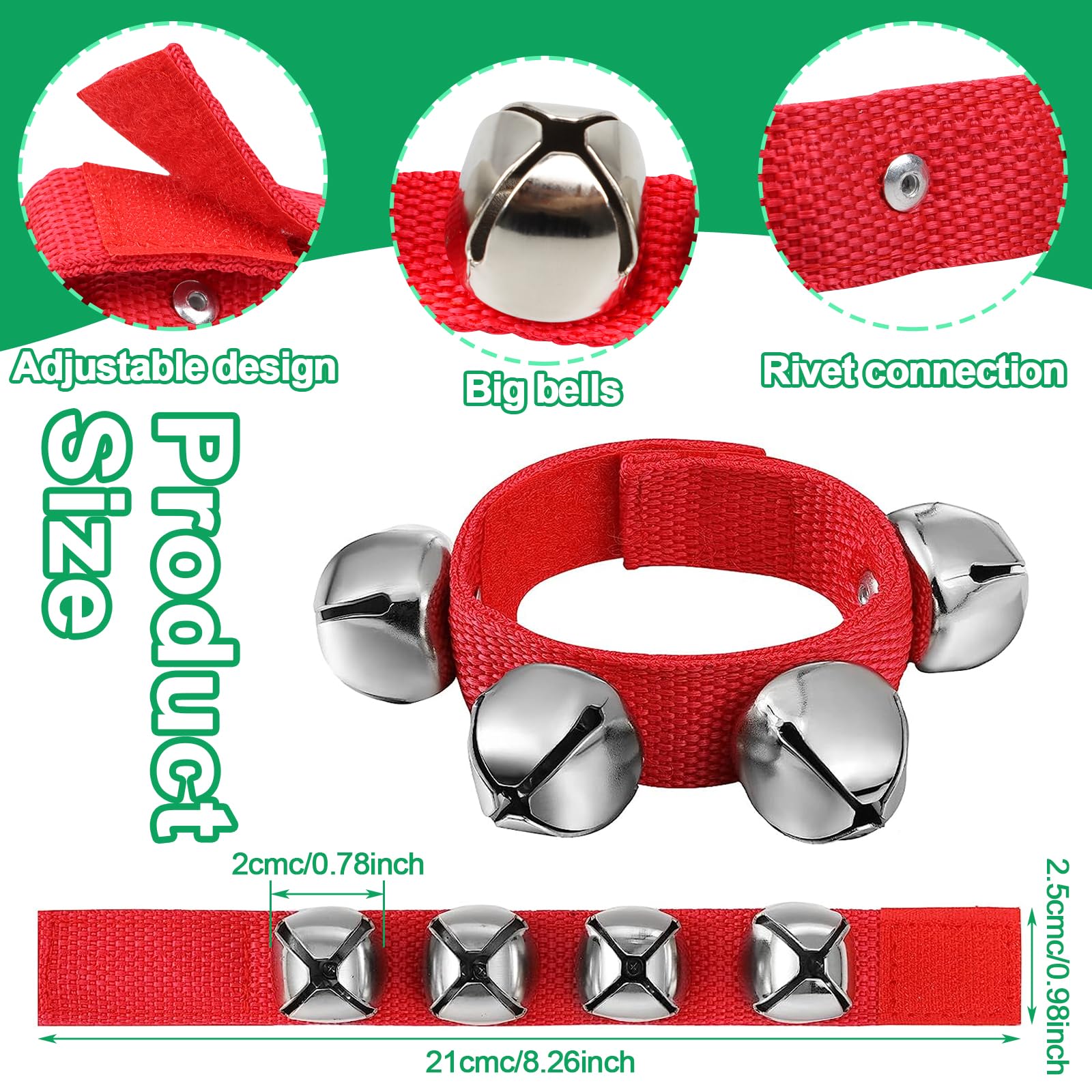 Snapklik.com : 24Pack Band Wrist Bells 8 Colors Jingle Bell Percussion ...