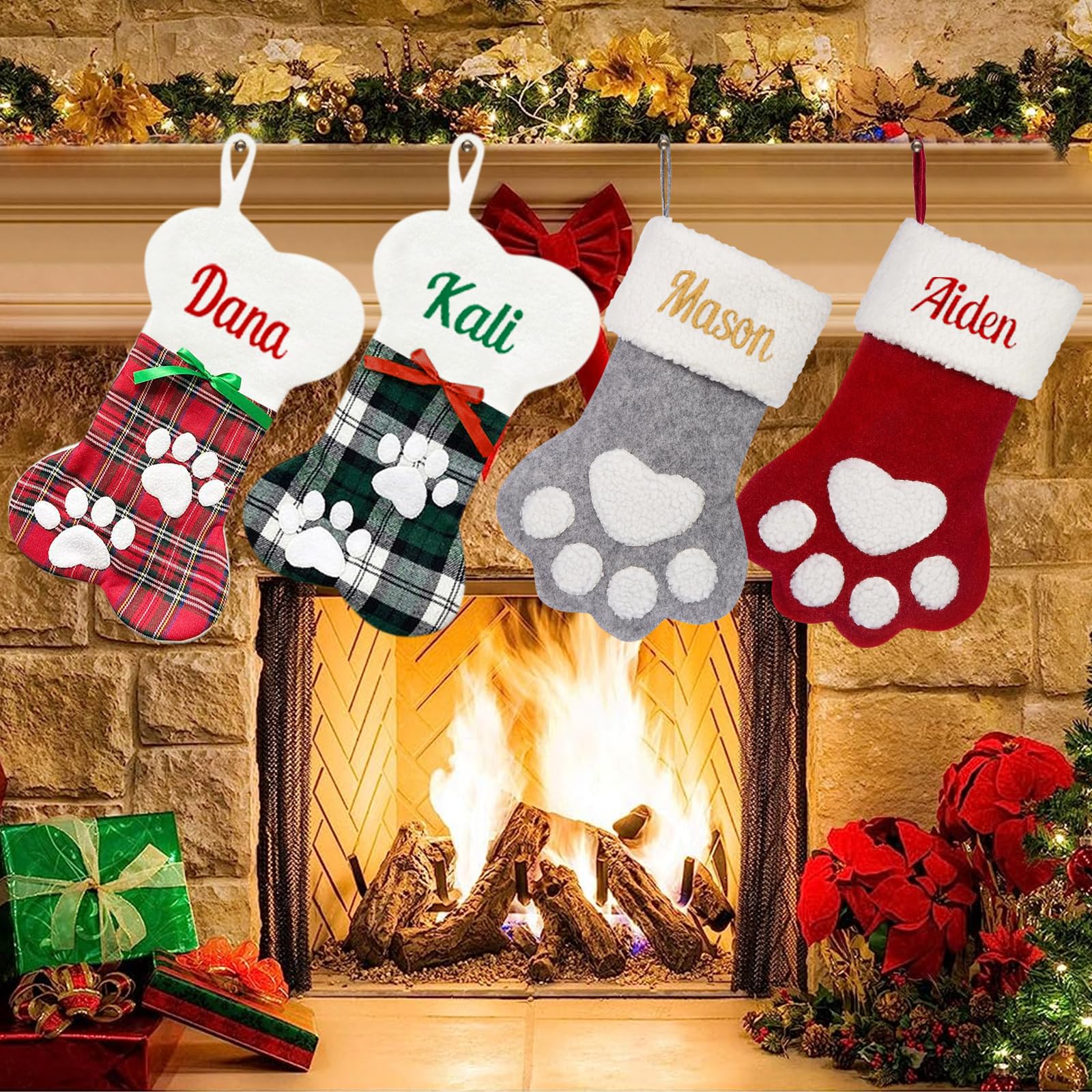 Amazon.com: Voltexia Personalized Christmas Stocking for Dogs Cats 1 ...