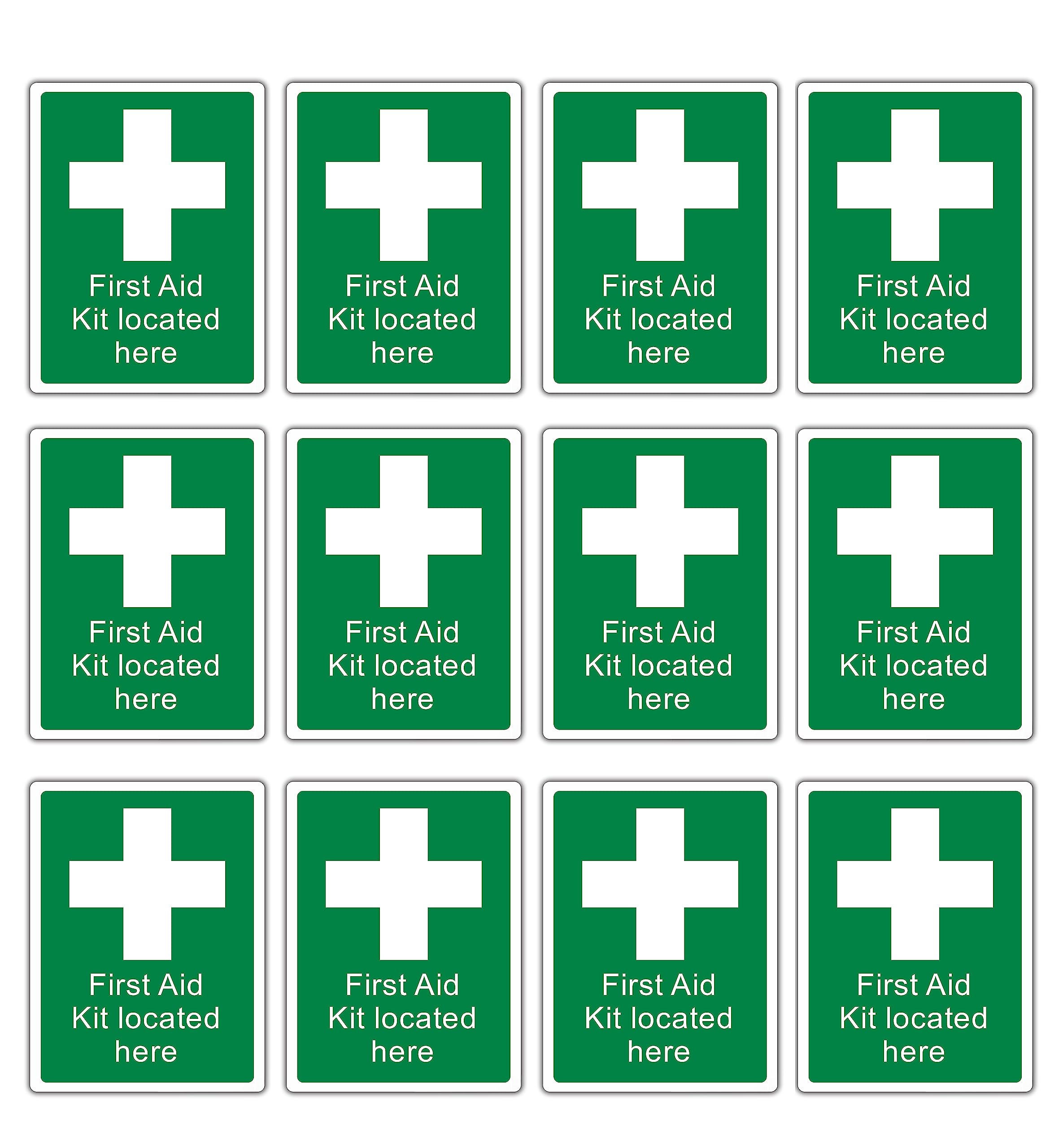 First Aid Signs [Pack of 12], First Aid Kit Sticker Safety Sign [15 x ...