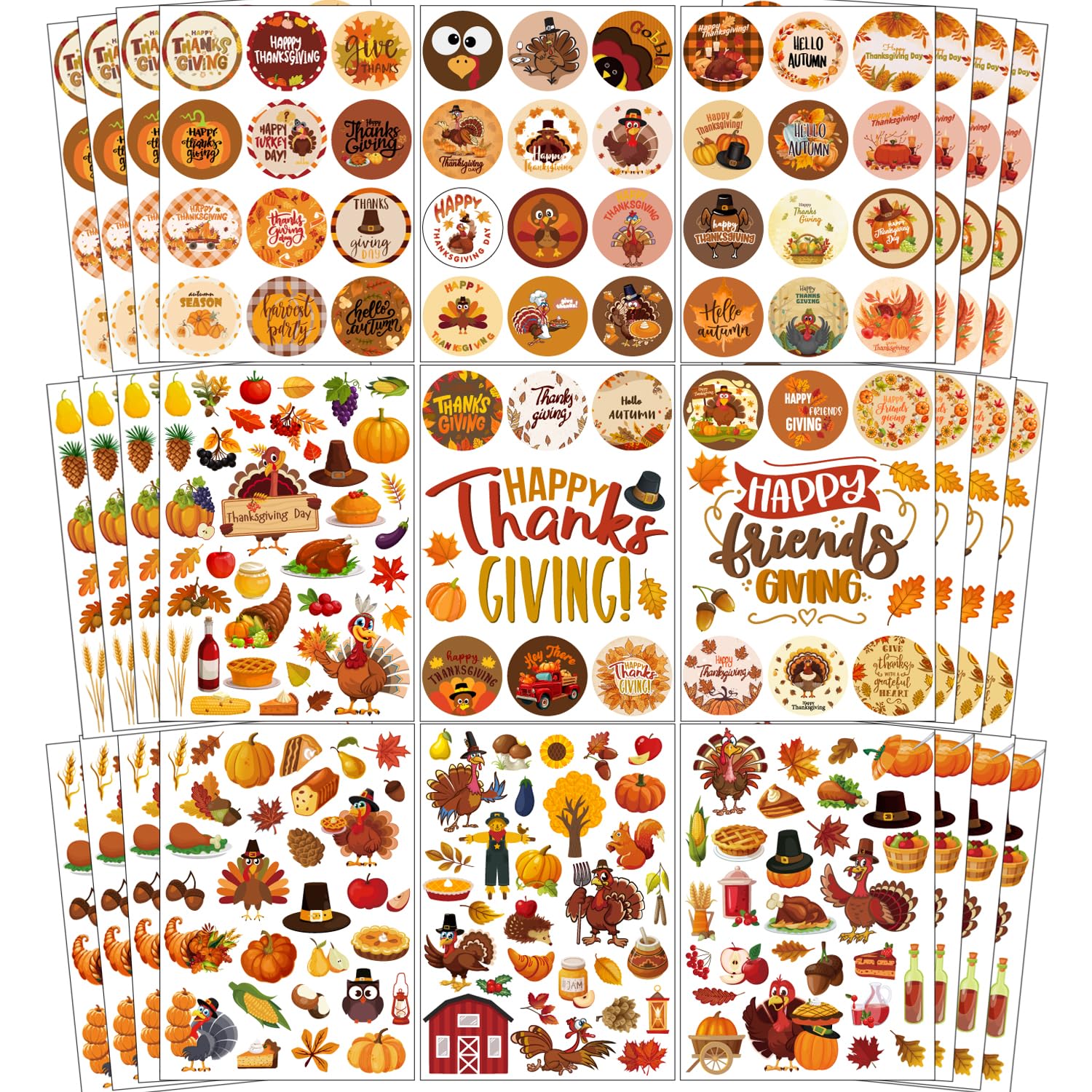 Amazon.com: 612 PCS Thanksgiving Stickers for Kids Happy Thanksgiving ...