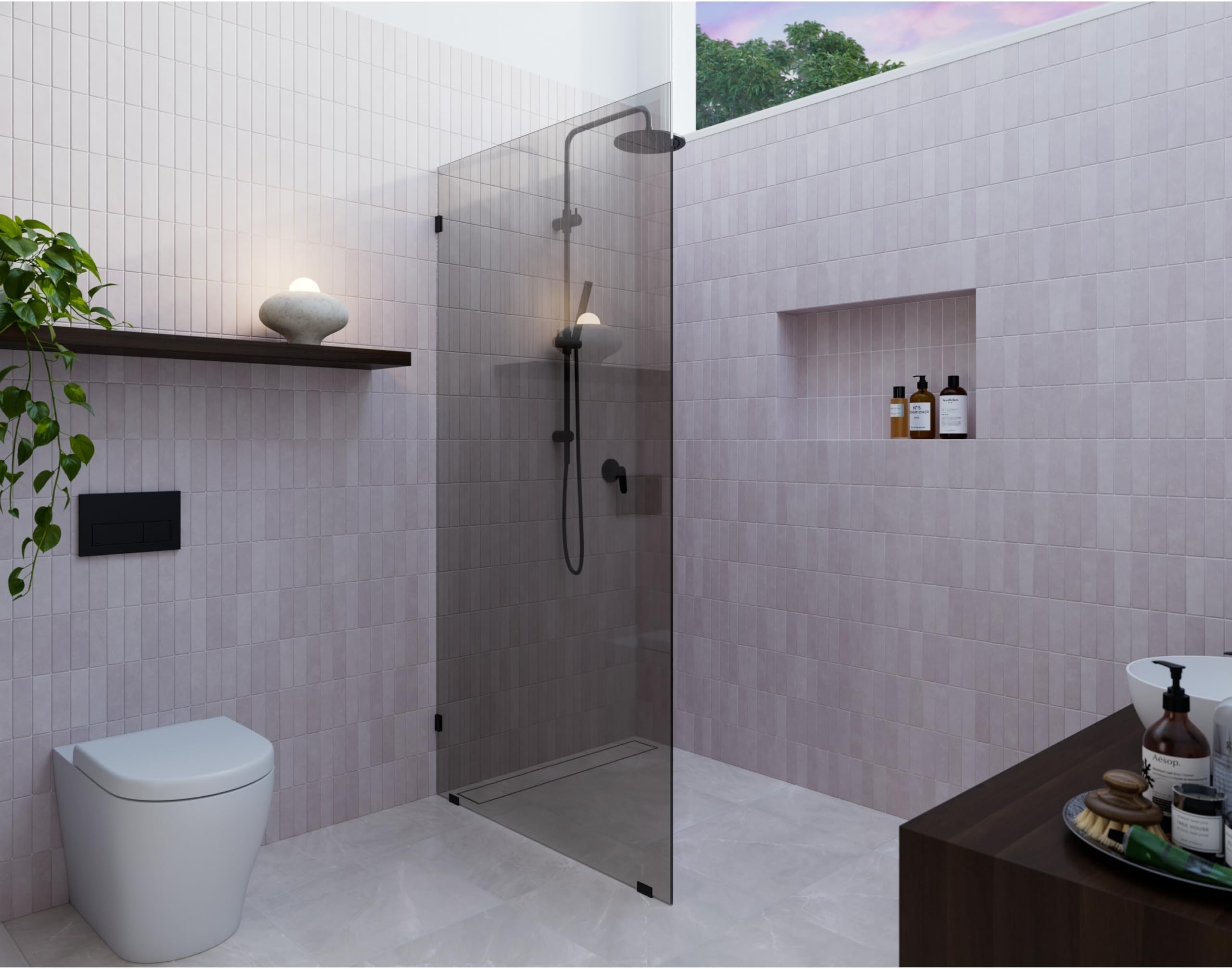 Glass Warehouse Ursa 36 in. x 78 in. Fully Frameless Glass Shower Panel ...