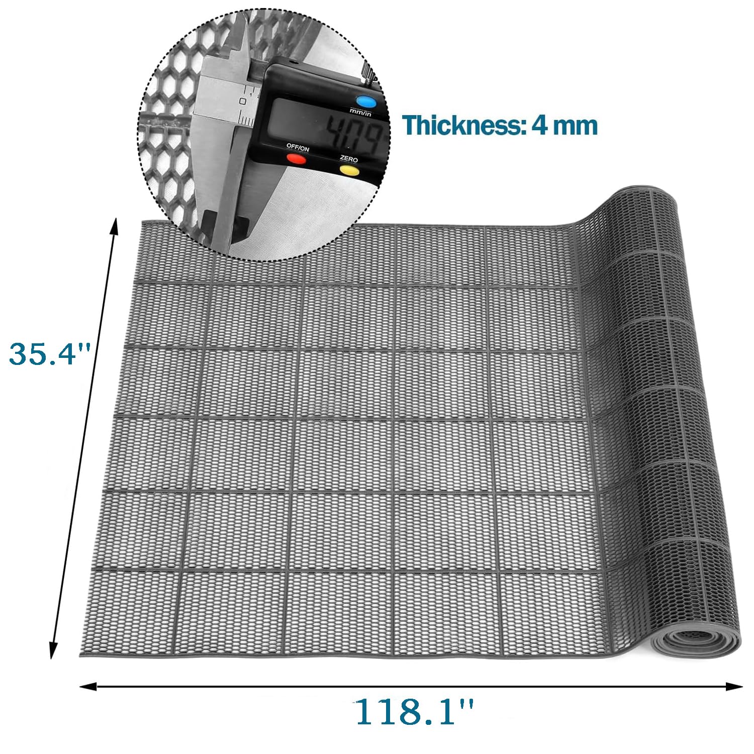 tonchean PVC Sheet Drainage Floor Mat Non-Slip Floor Mat 118.11x35.43 ...