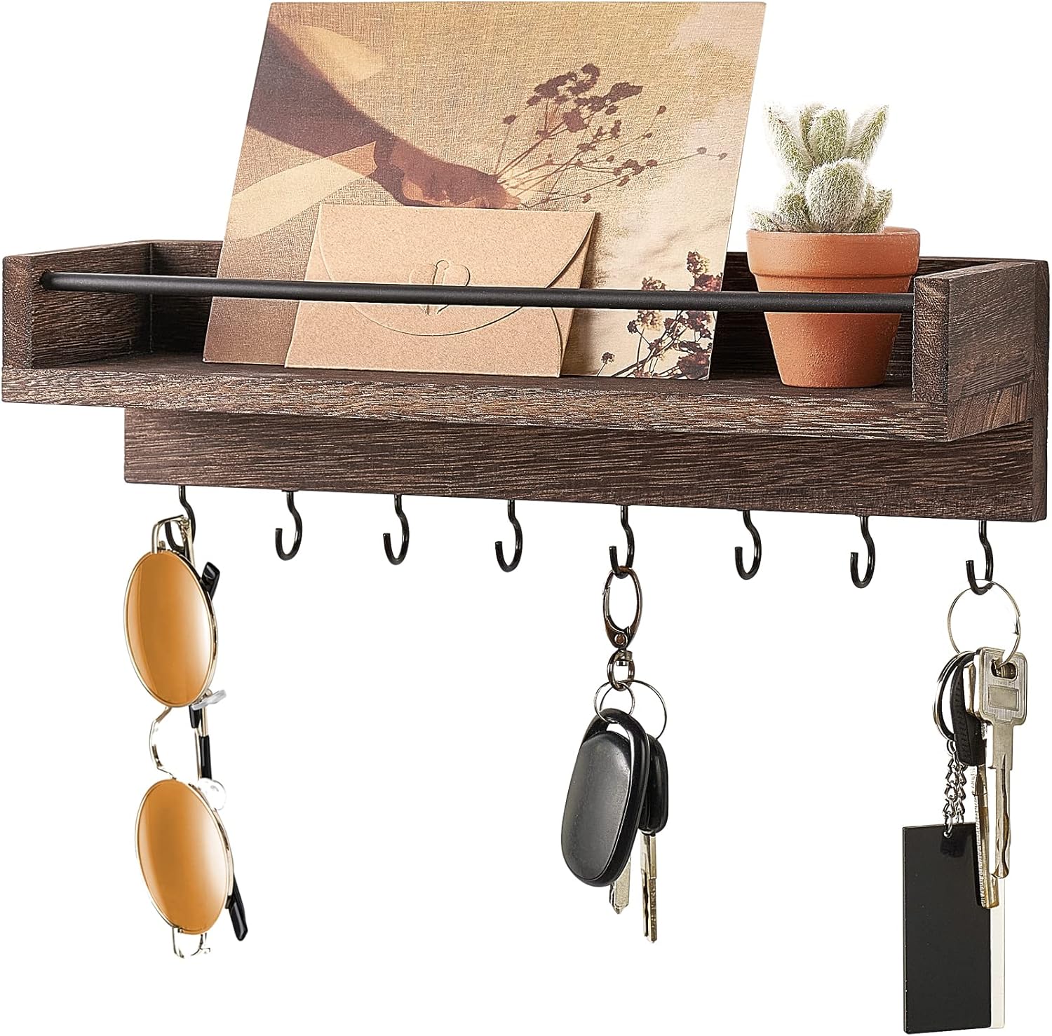 Amazon.com: Mkono Key Holder Wall Mount Mail and Key Rack for Wall Wood ...