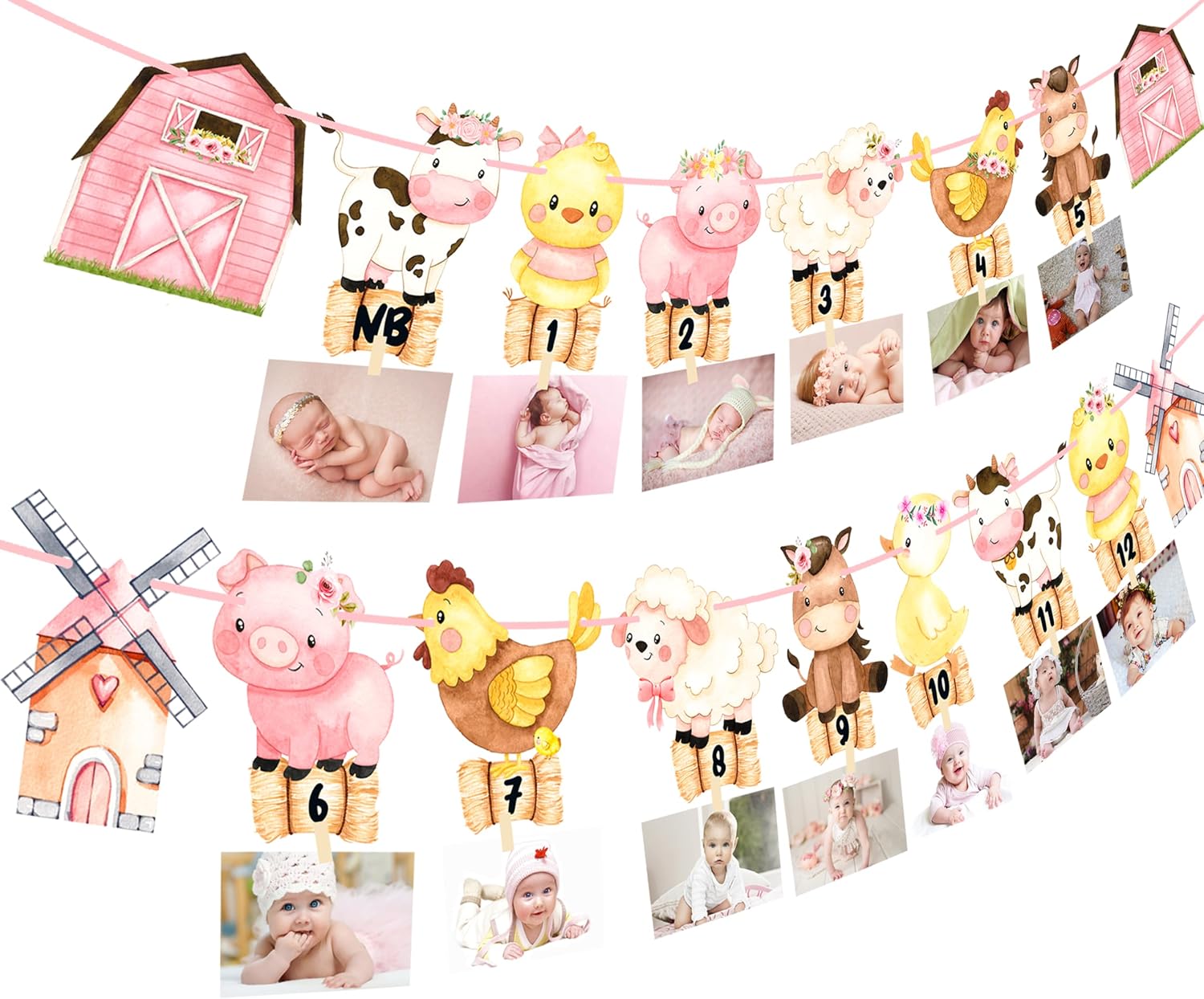 Amazon.com: Farm Animal Theme Photo Banner Decorations Farm Animal 1st ...