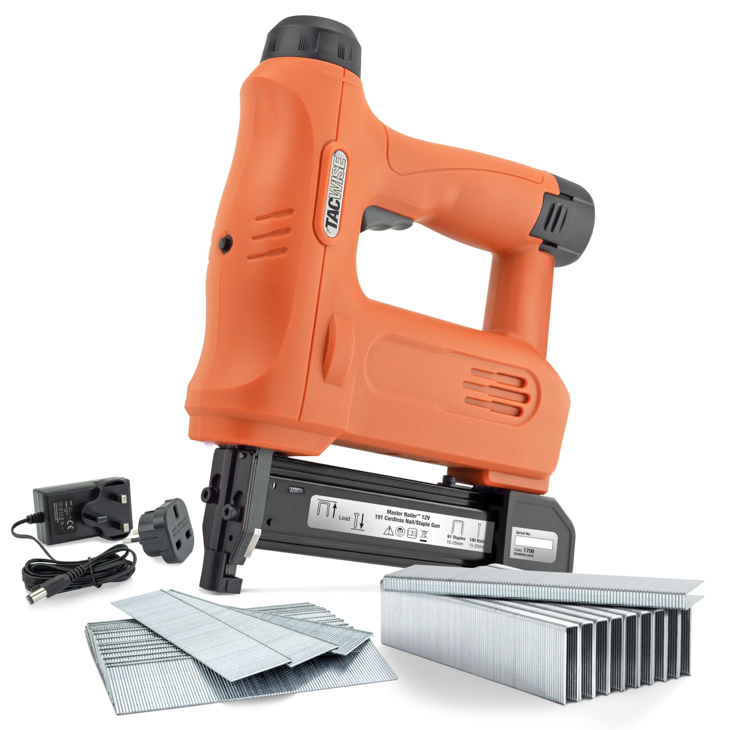 Tacwise 1700 Master Nailer 12V 191 Cordless Staple/Nail Gun with 1000 ...
