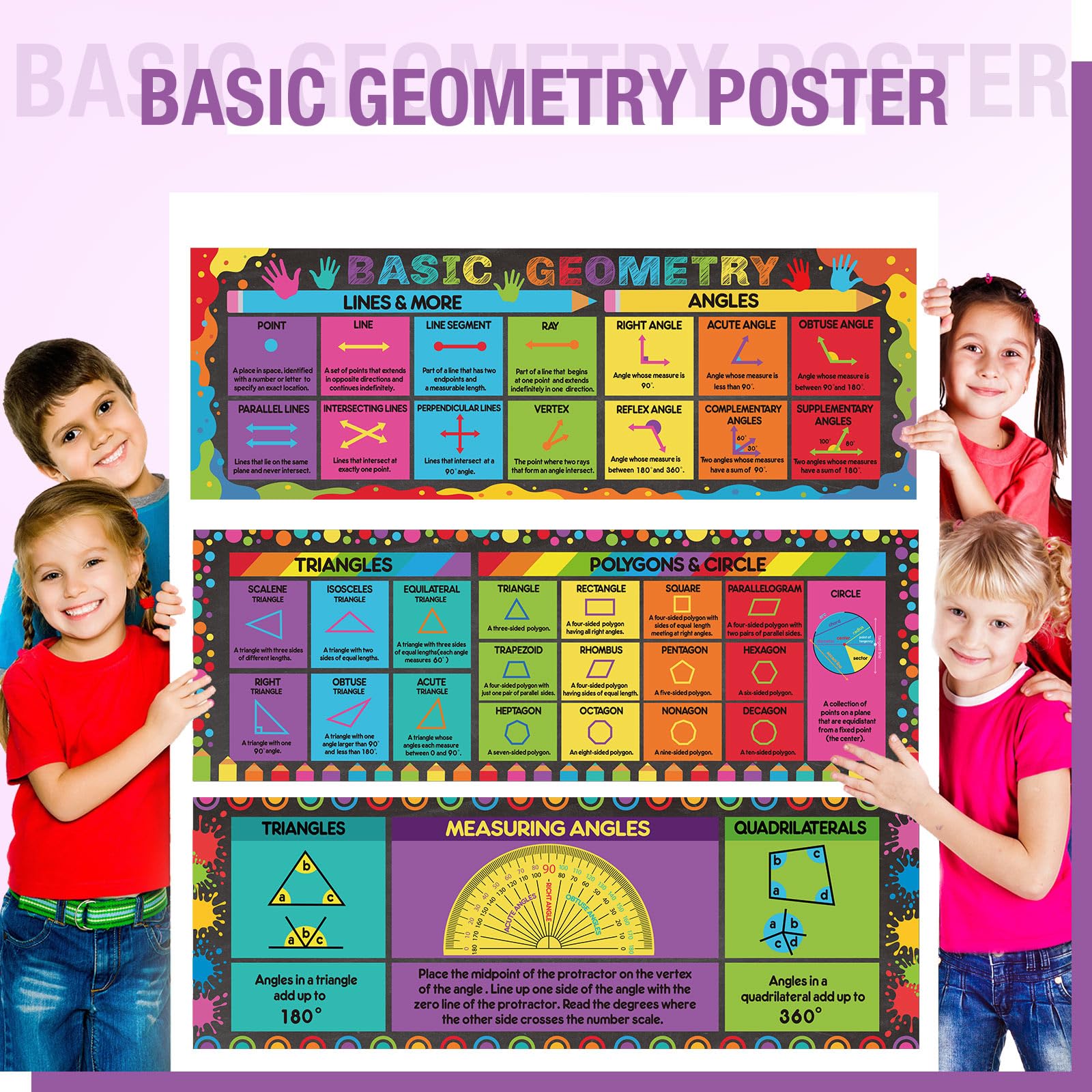 Snapklik.com : 3 Pcs Educational Math Posters Mathematics Classroom ...