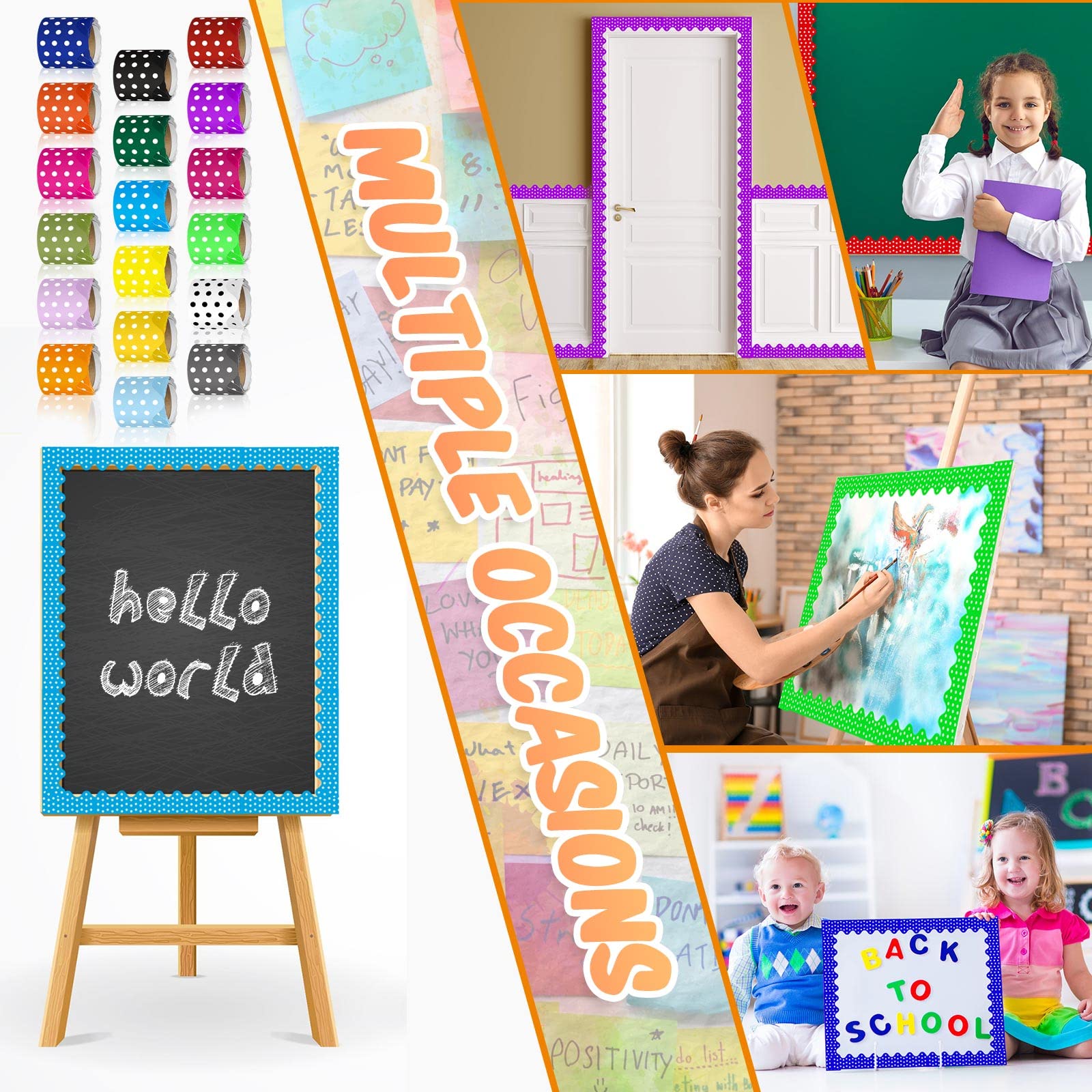 Snapklik.com : 18 Rolls 300 Feet Bulletin Board Borders In 18 Colors ...