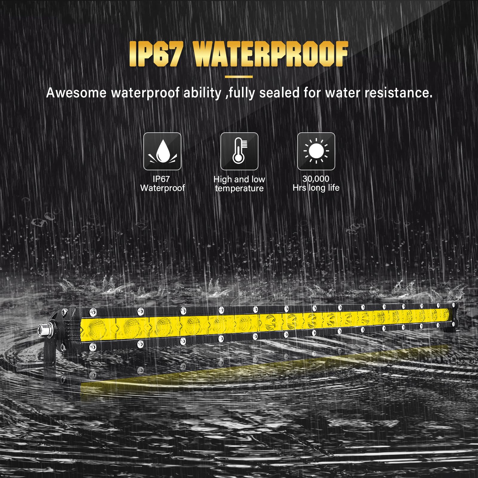 Snapklik.com : Amber Yellow LED Light Bar 25 Inch 120W Single Row LED ...