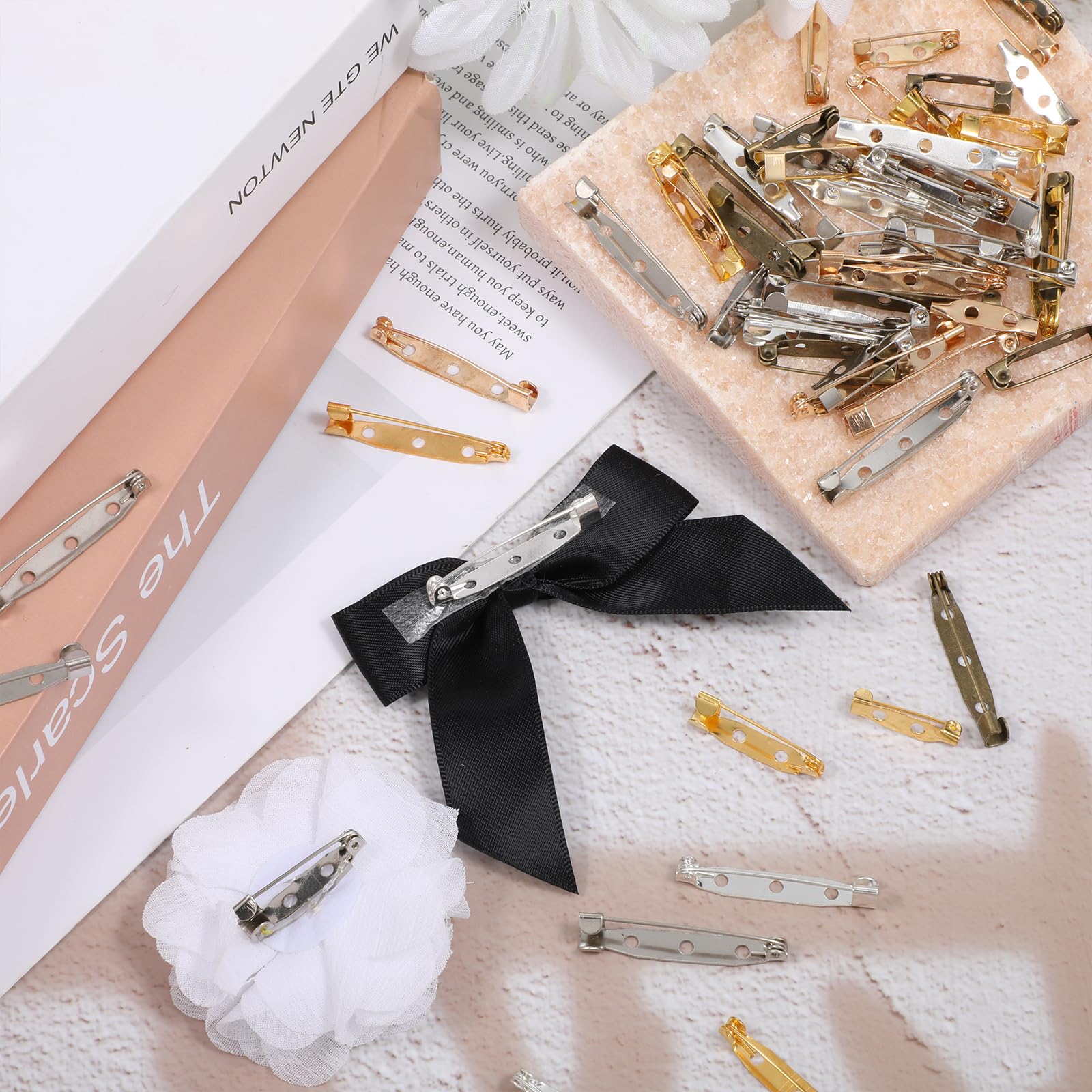 Snapklik.com : 200 Pcs 4 Sizes Brooch Pin Backs For Craft 5 Colors ...