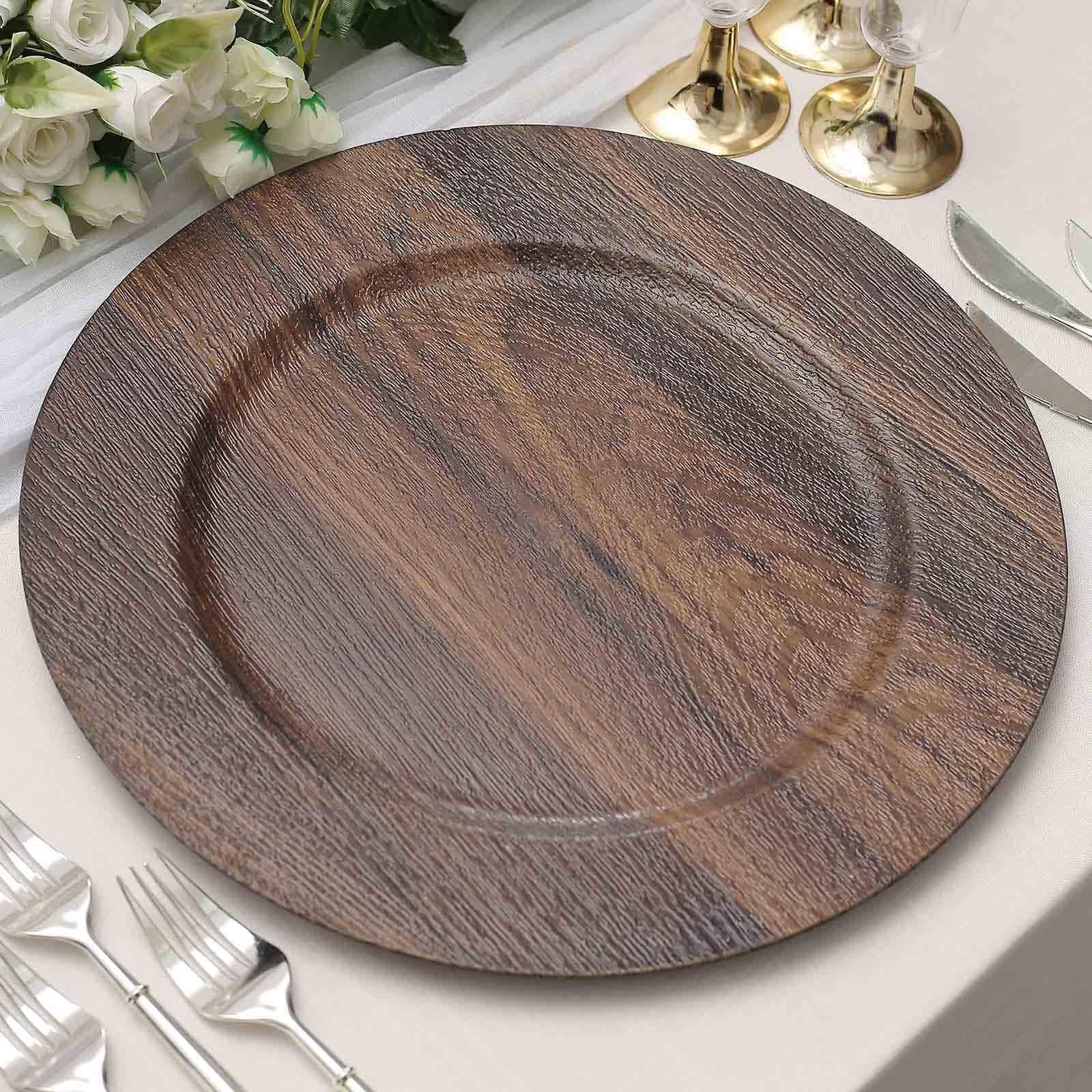 Amazon.com | Mifoci 6 Pcs 13" Dark Brown Boho Faux Wood Plastic Charger ...