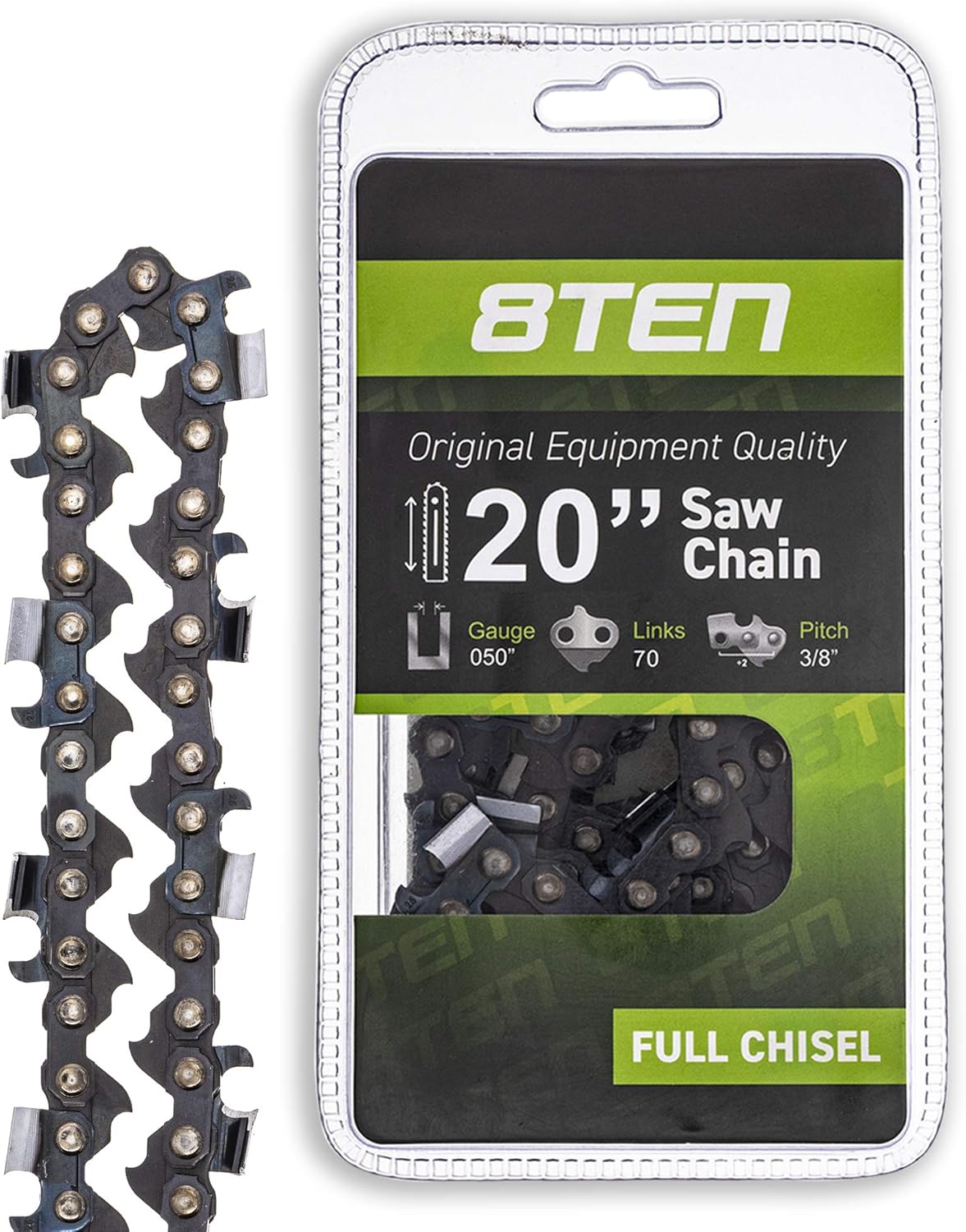 Amazon.com: 8TEN Chainsaw Chain 20 inch Bar .050 Gauge 3/8 Pitch 70 ...