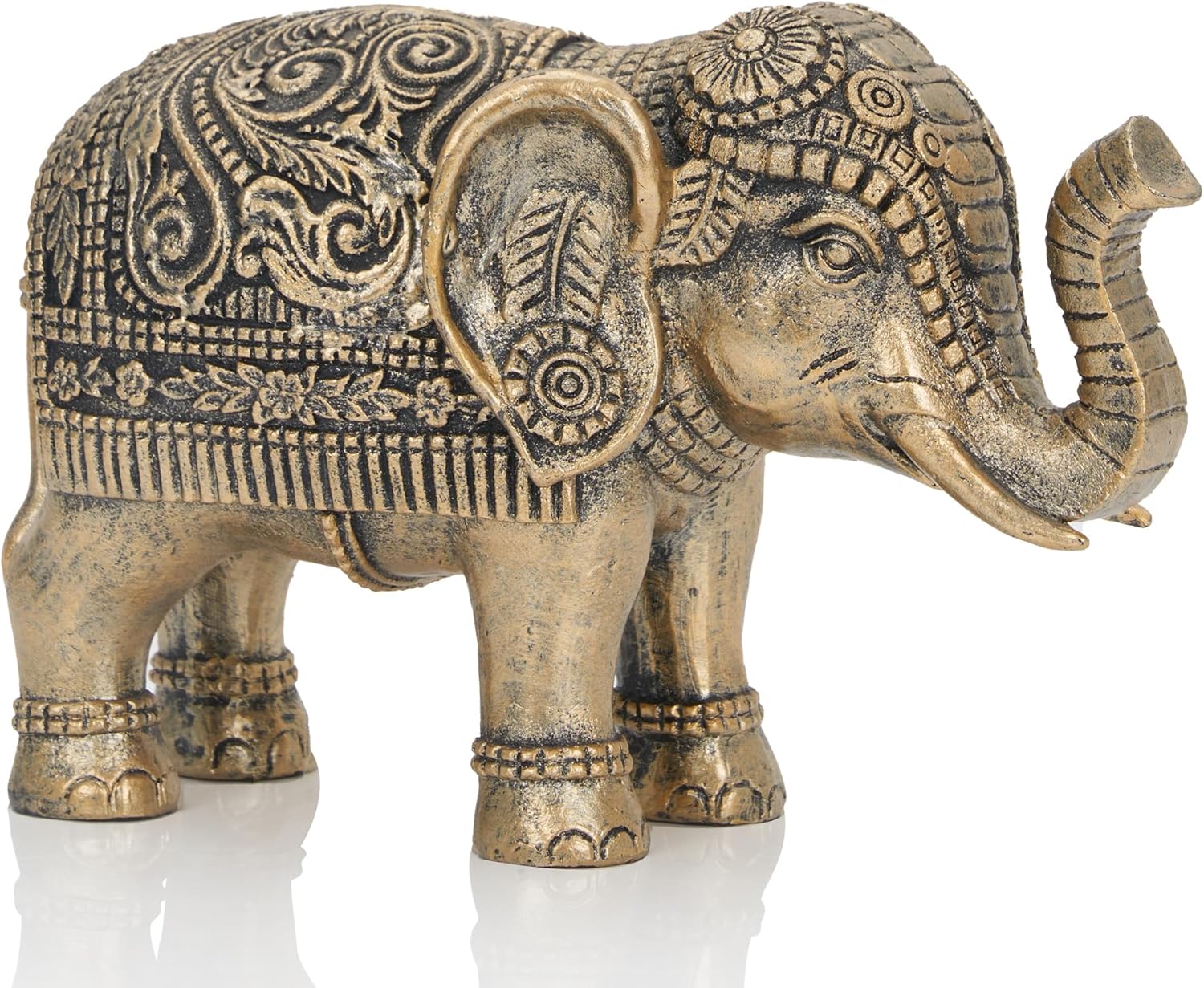 Artconal - Estatua de elefante Feng Shui Decoración, oro antiguo de 8 ...