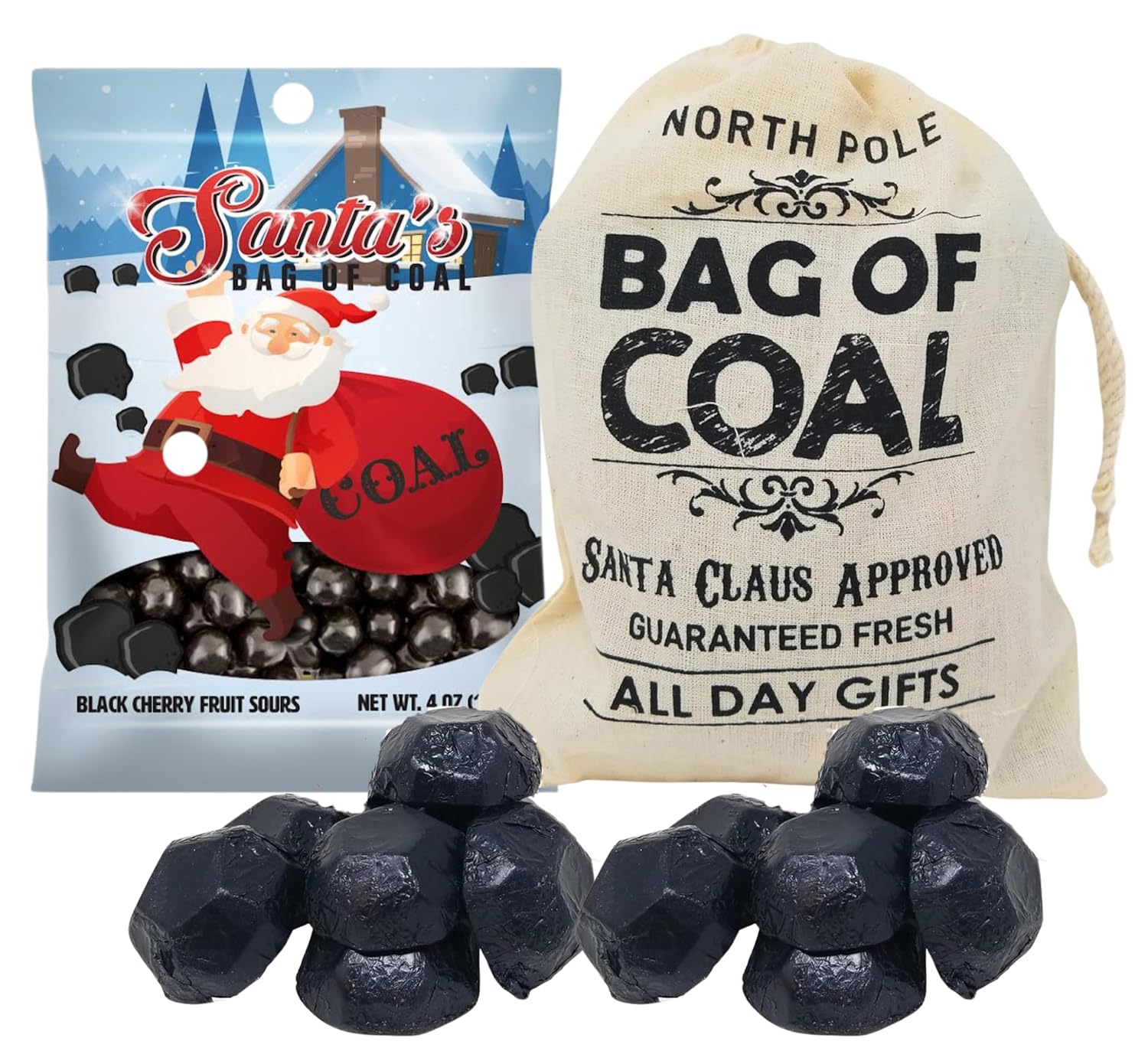 Amazon.com : Coal for Christmas - Chocolates and Sour Chews – Sack of ...