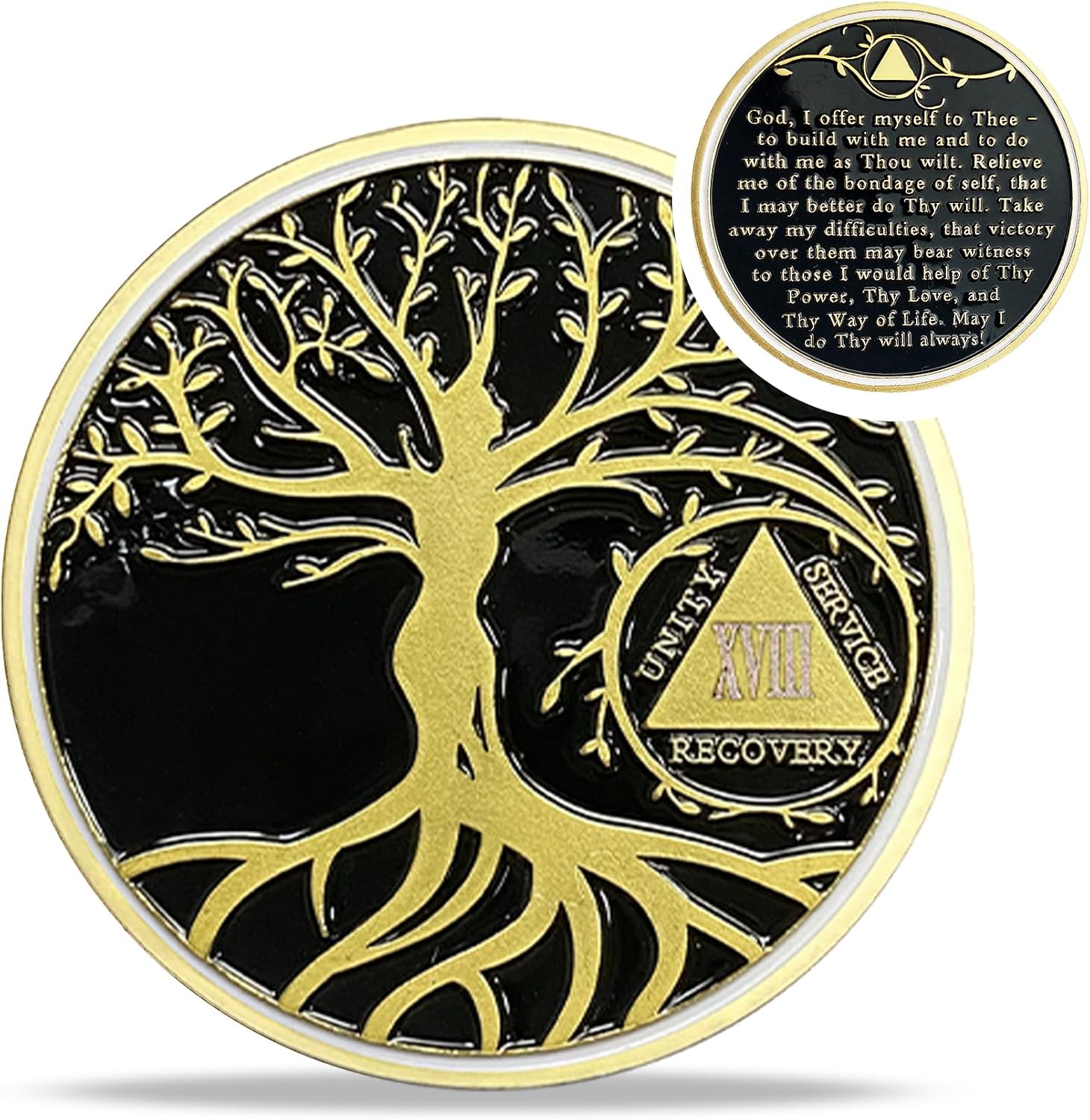 Amazon.com : 18 Year Sobriety Coin - Gold Tree of Life AA Coins ...