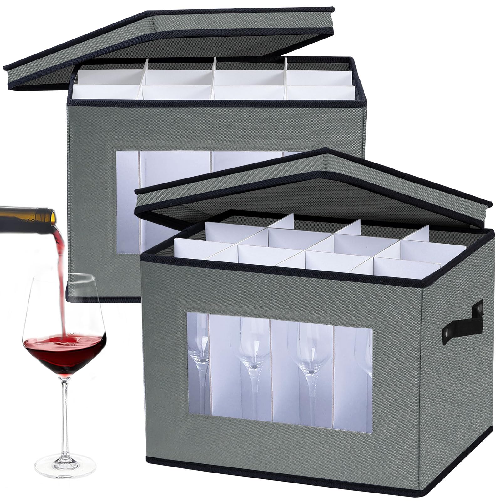 Amazon.com: JAYSDAYLY Stemware Storage Cases 2Pack,Stackable China ...