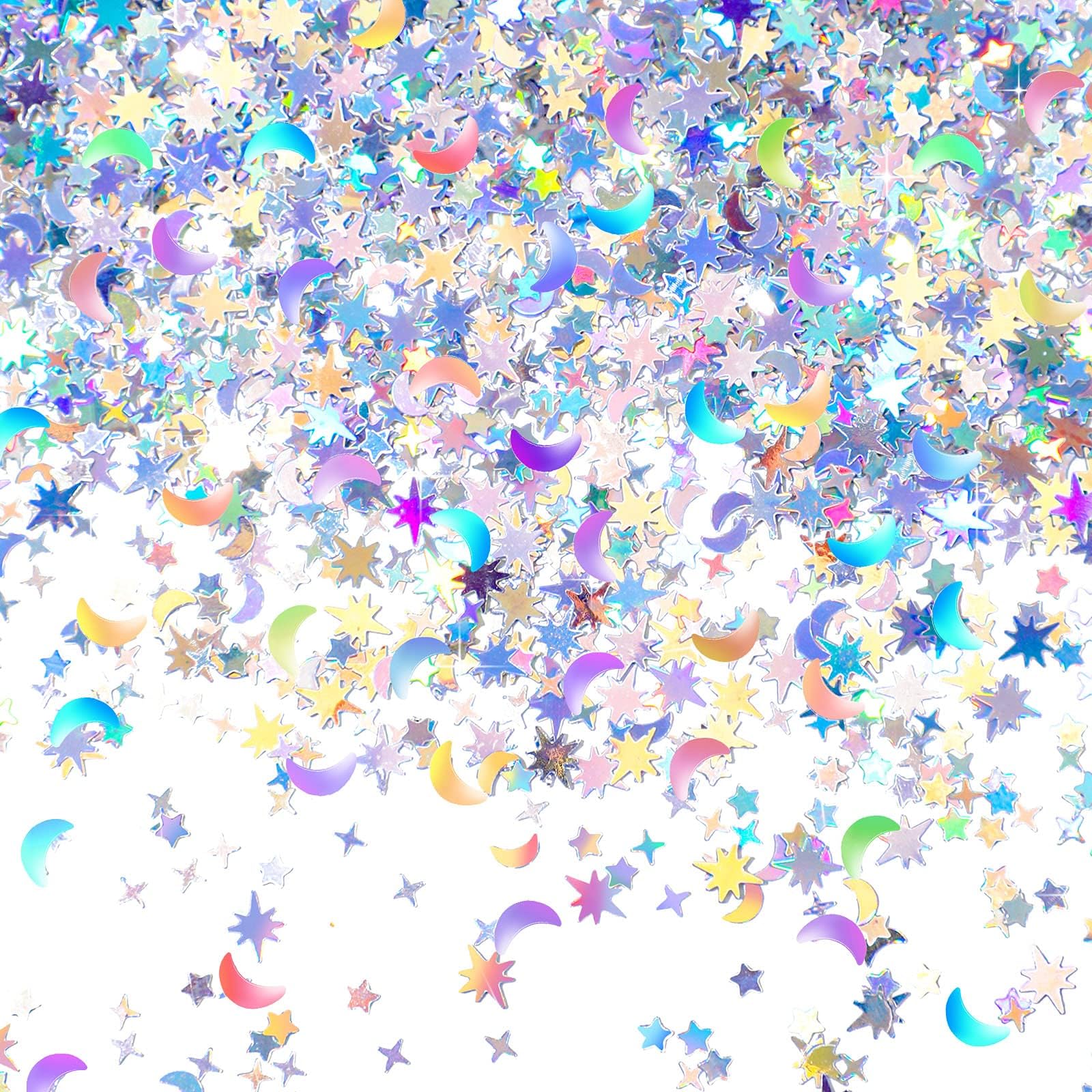 Amazon.com: 60 G/ 2.1 oz Holographic Star and Moon Glitter Confetti ...