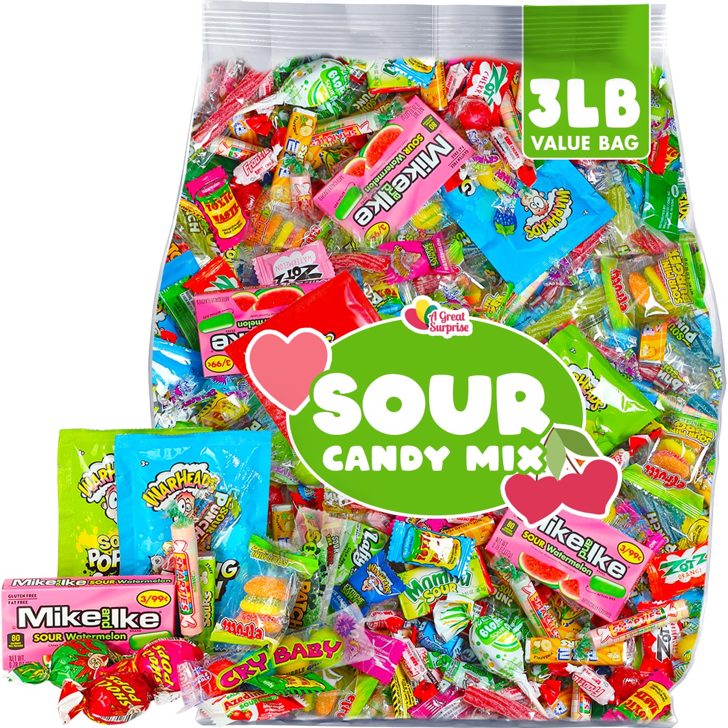 Sour Candy Party Mix - 1.36 kg, 3 Pounds - Sour Candy Variety Pack ...