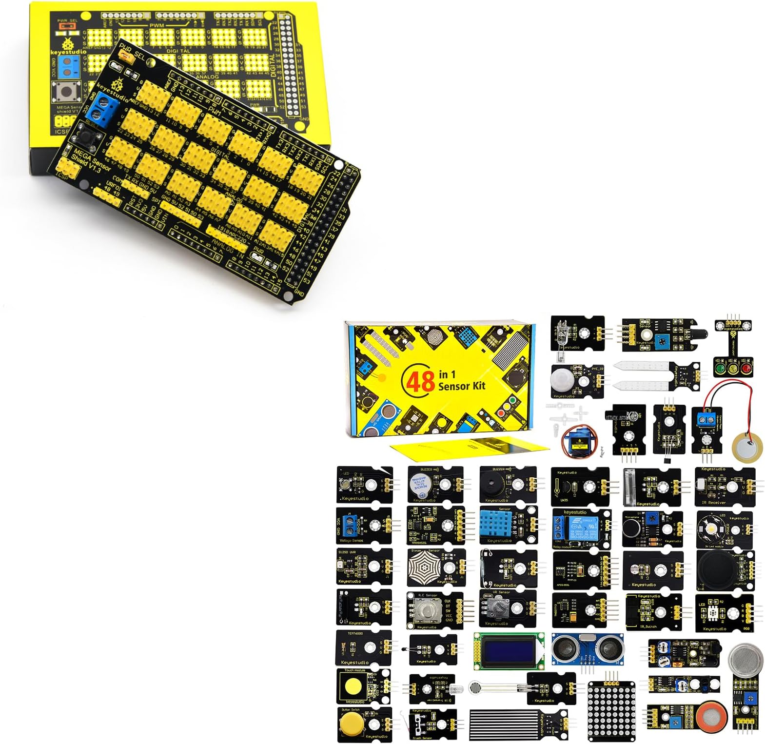 Amazon.com: KEYESTUDIO 48 Sensors Modules Starter Kit + MEGA Sensor ...